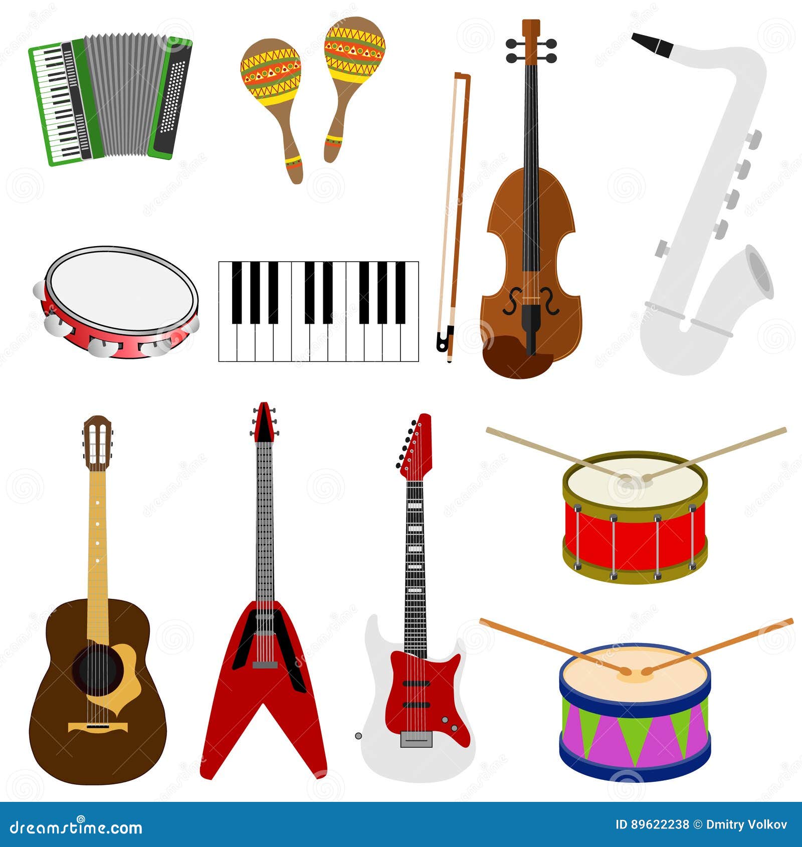 A Large Set of Musical Instruments Stock Vector - Illustration of ...