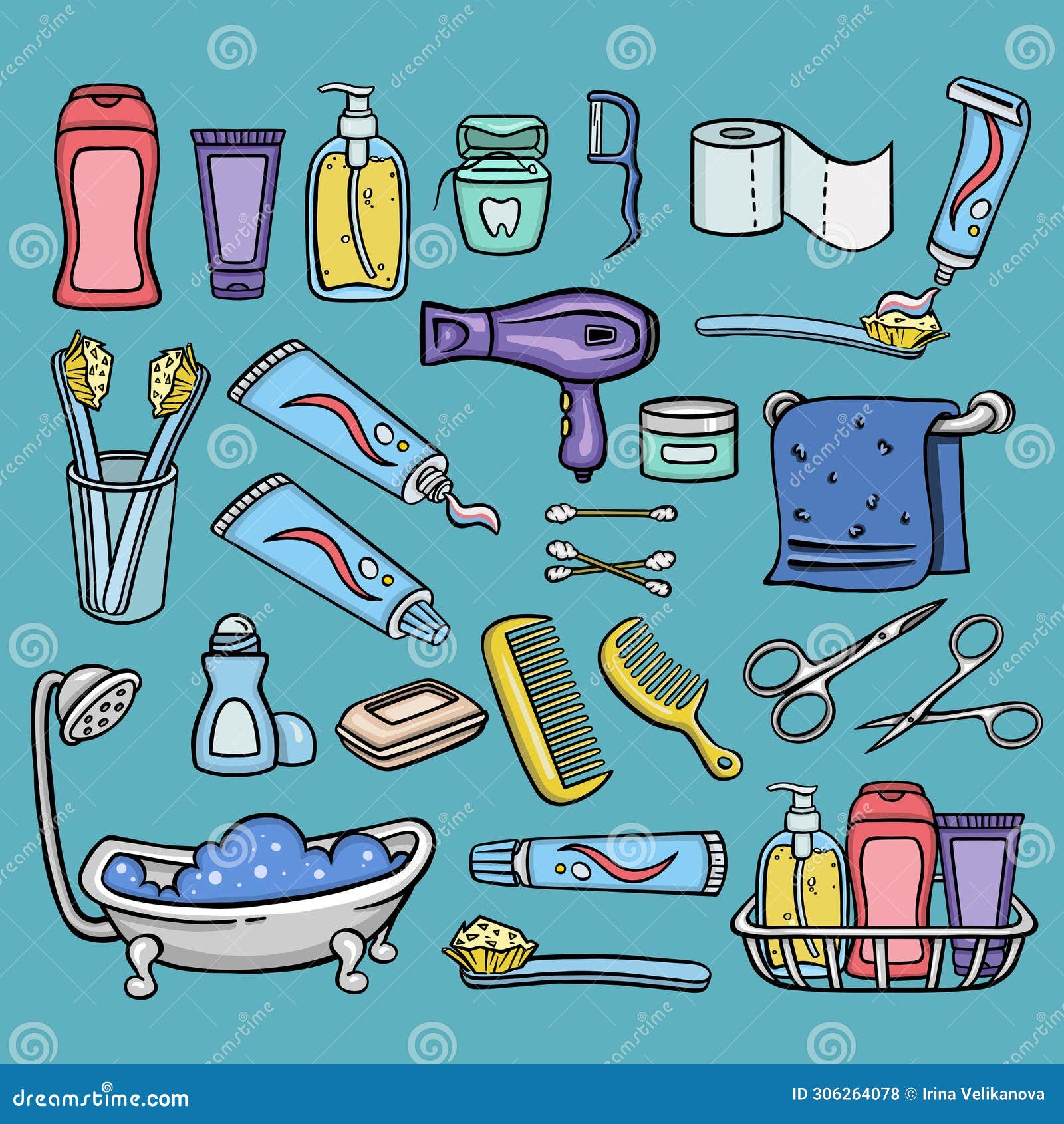 Large Set of Personal Hygiene Illustration Objects, Vector Stock Vector ...