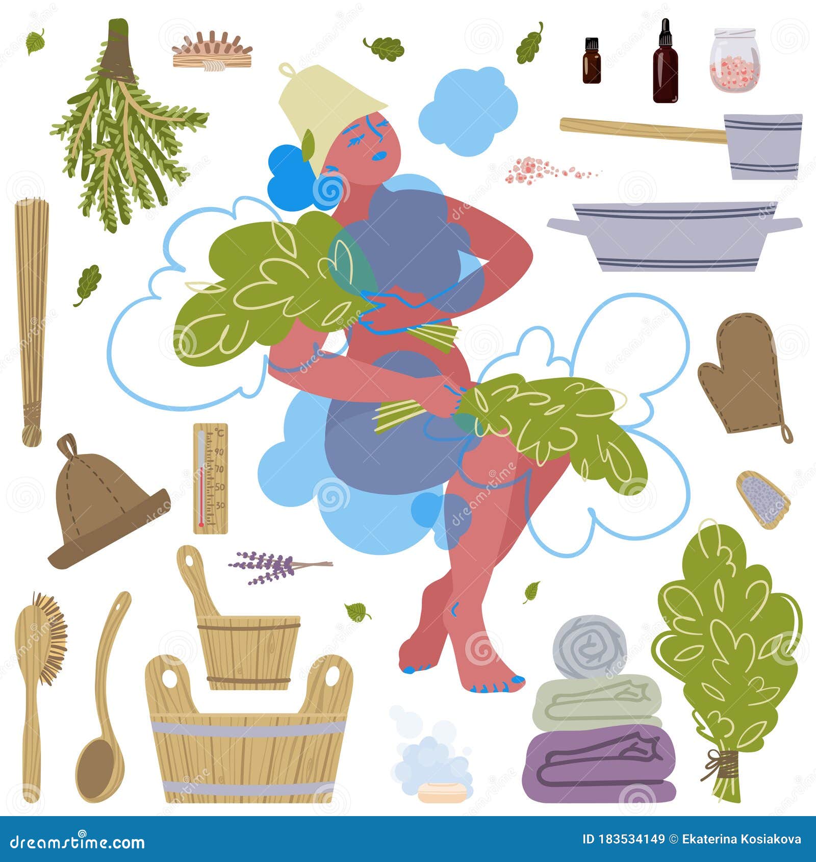 A Large Set of Pictures on the Theme of Taking Steam in the Bath ...