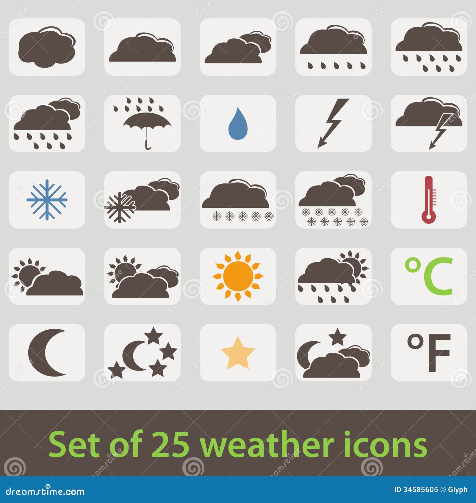 Large Set of Retro Style Weather Icons Stock Vector - Illustration of ...