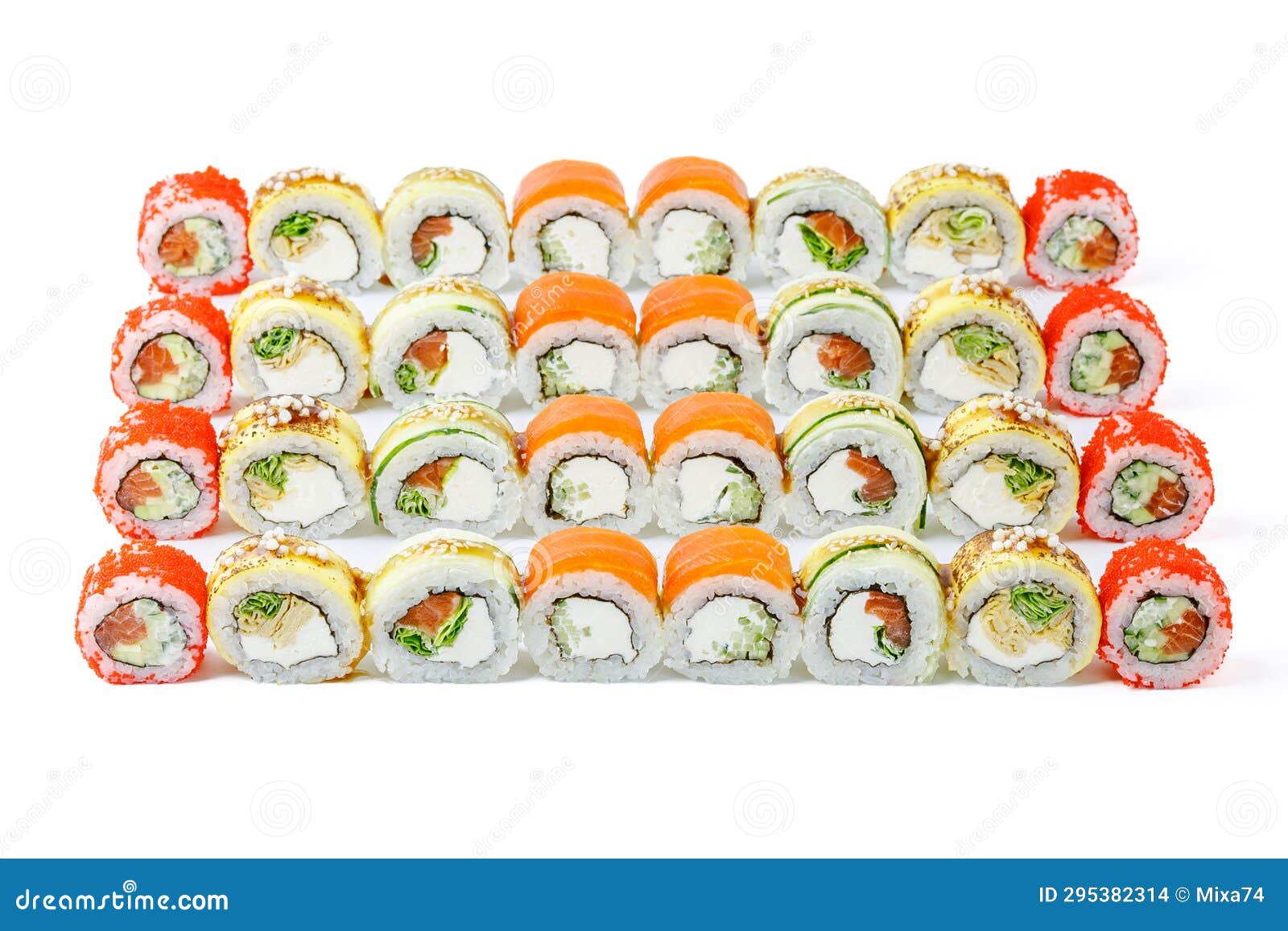 A Large Set of Rolls on a White Background for a Food Delivery Site 15 ...