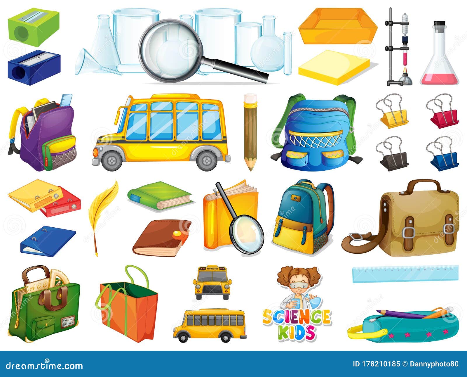 Large Set Of School Items On White Background Stock Image - Image of ...