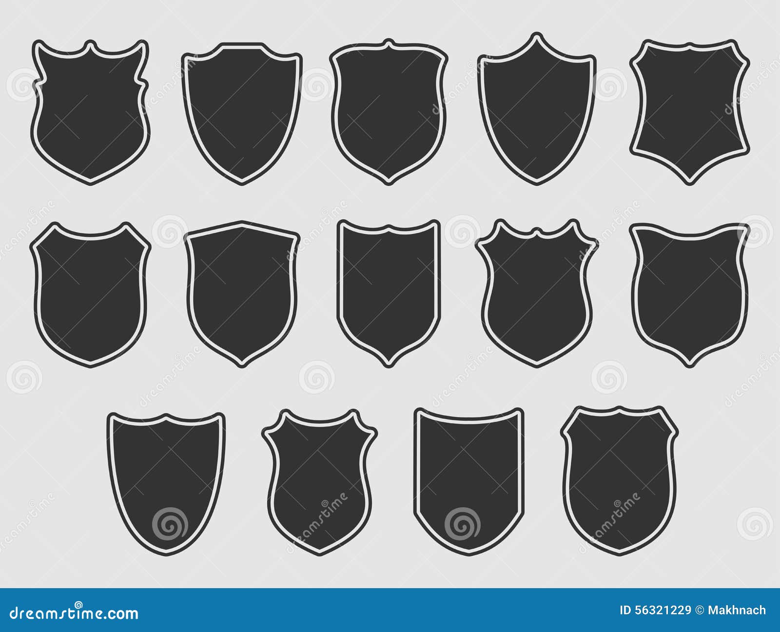 Large Set of Shields Over Grey Background Stock Vector - Illustration ...