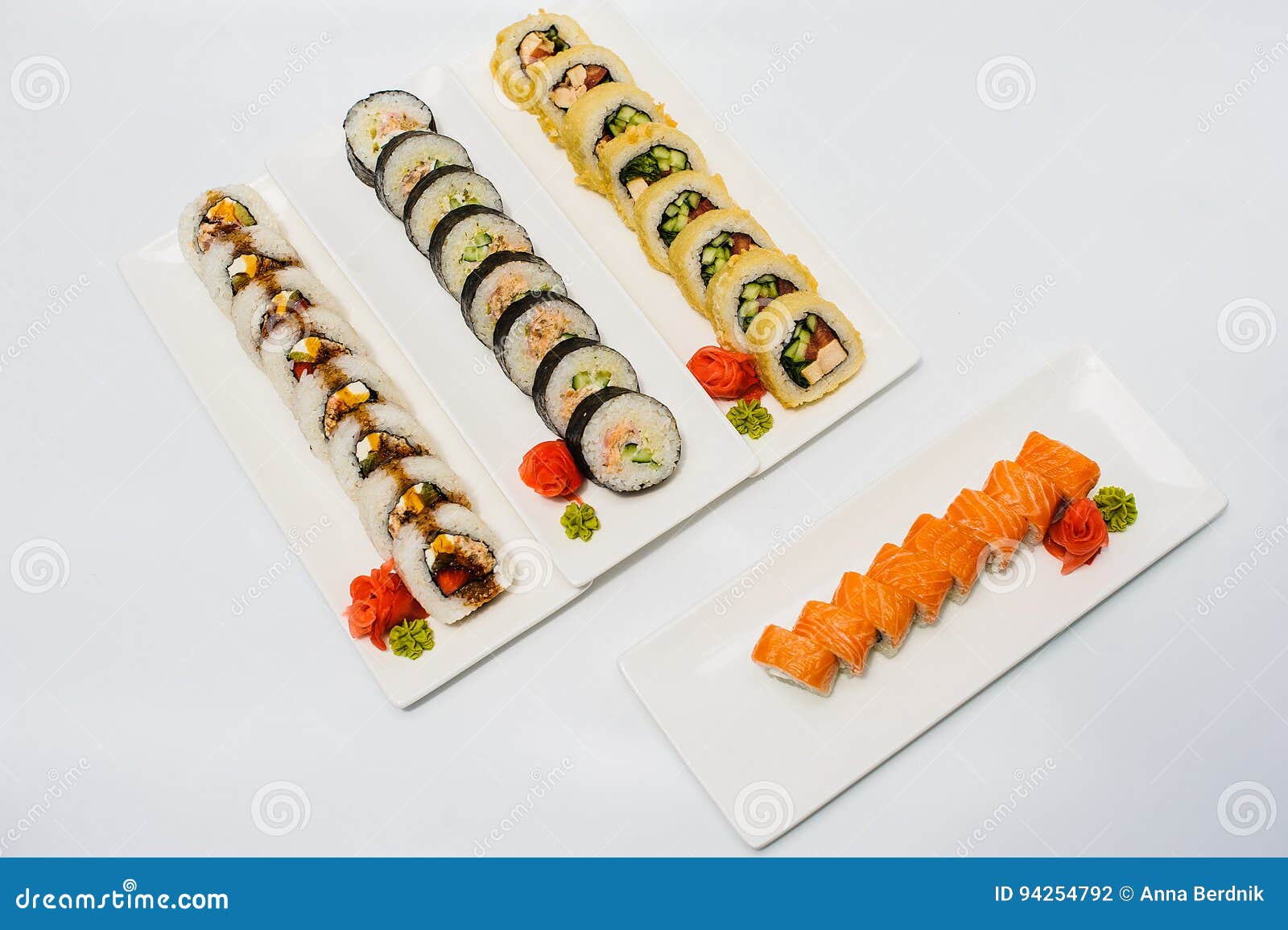 Large Set with Sushi and Rolls. Stock Photo - Image of food, asian ...
