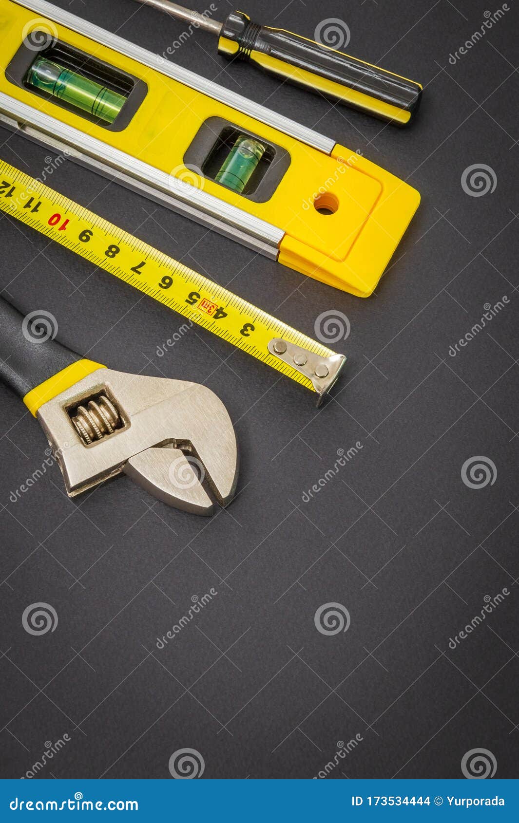 Large Set of Tools on Black Background Prepared by the Master before ...