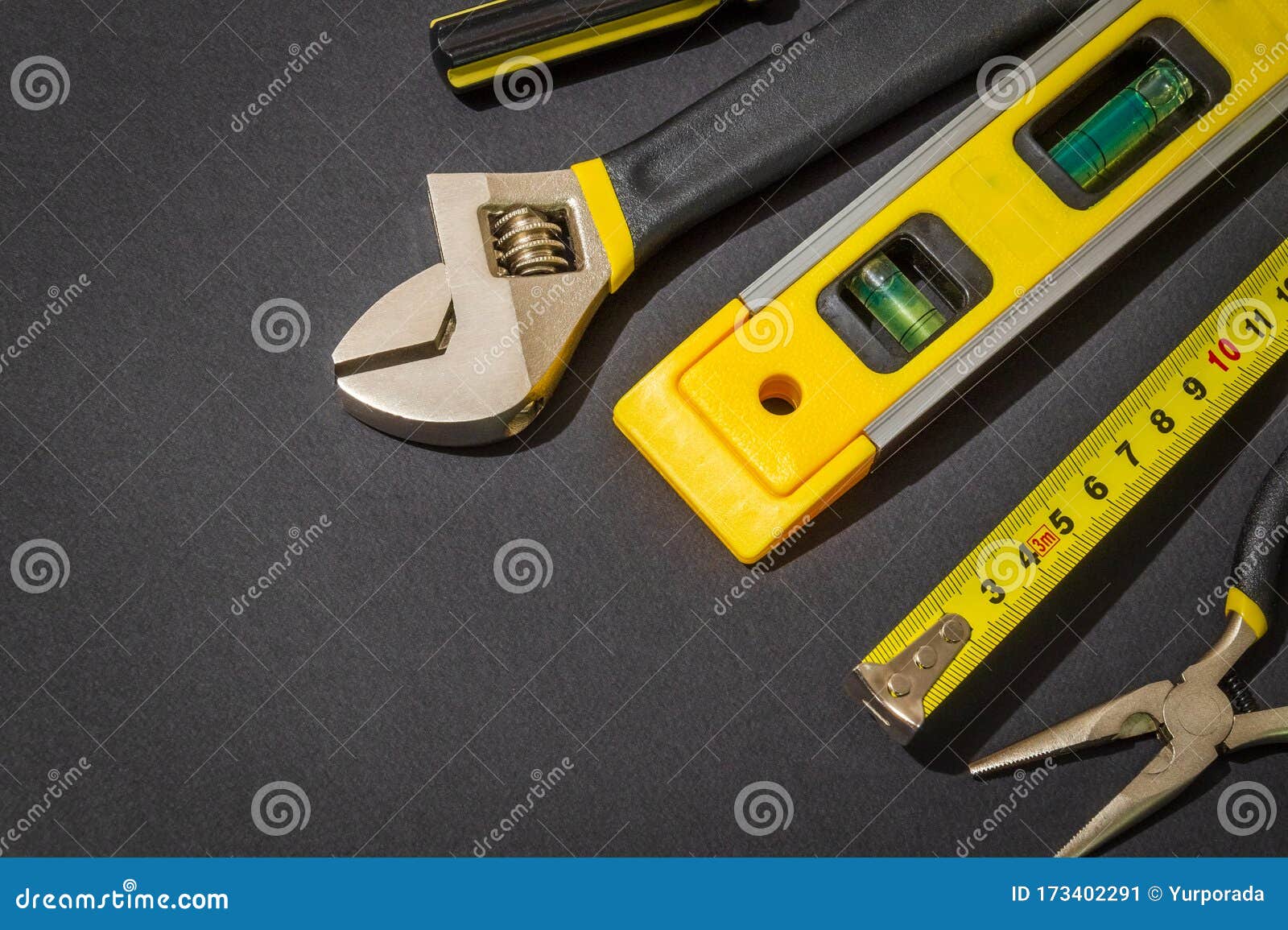 Large Set of Tools on Black Background Prepared by the Master before ...