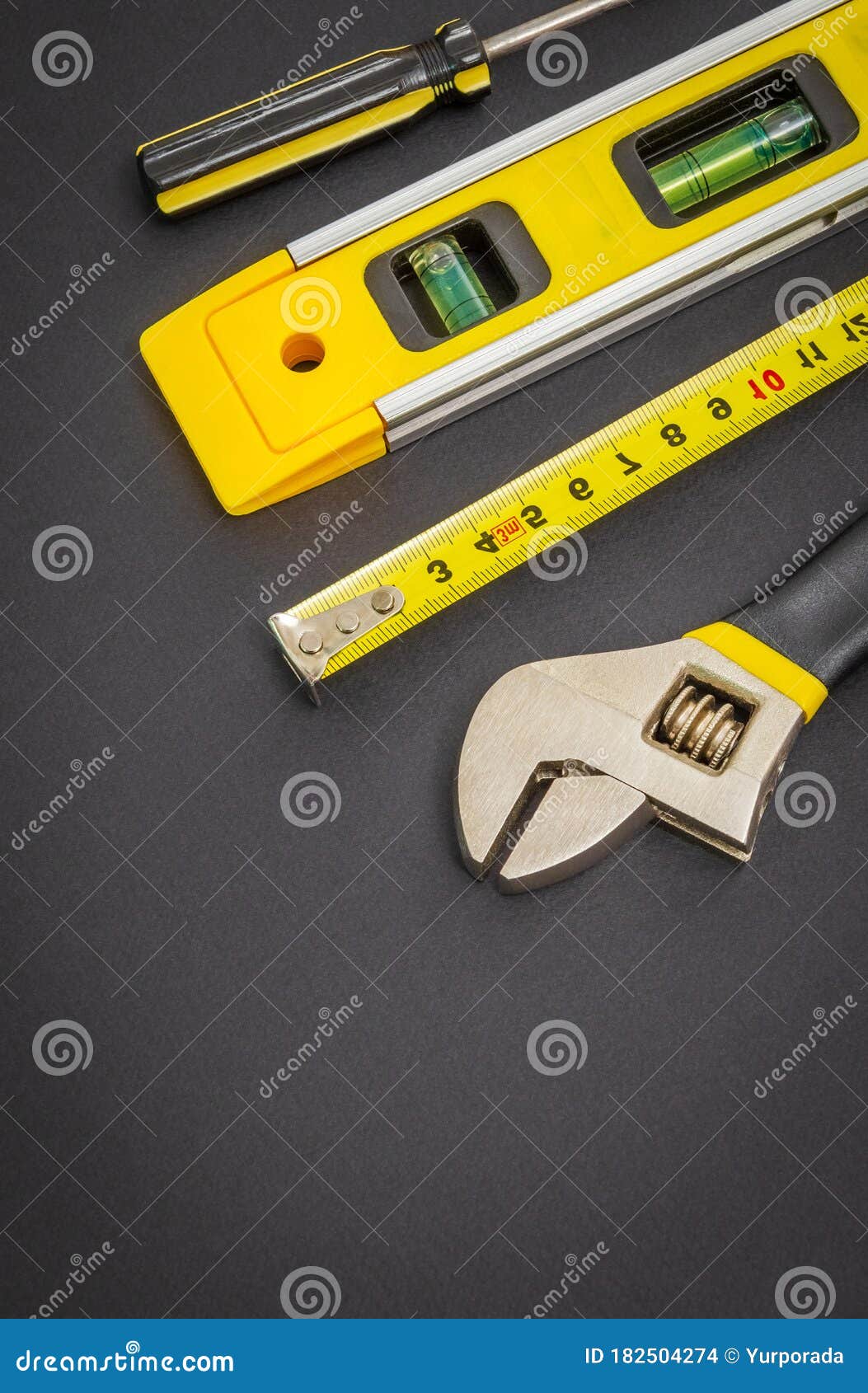 Large Set of Tools on Black Background Prepared by the Master before ...