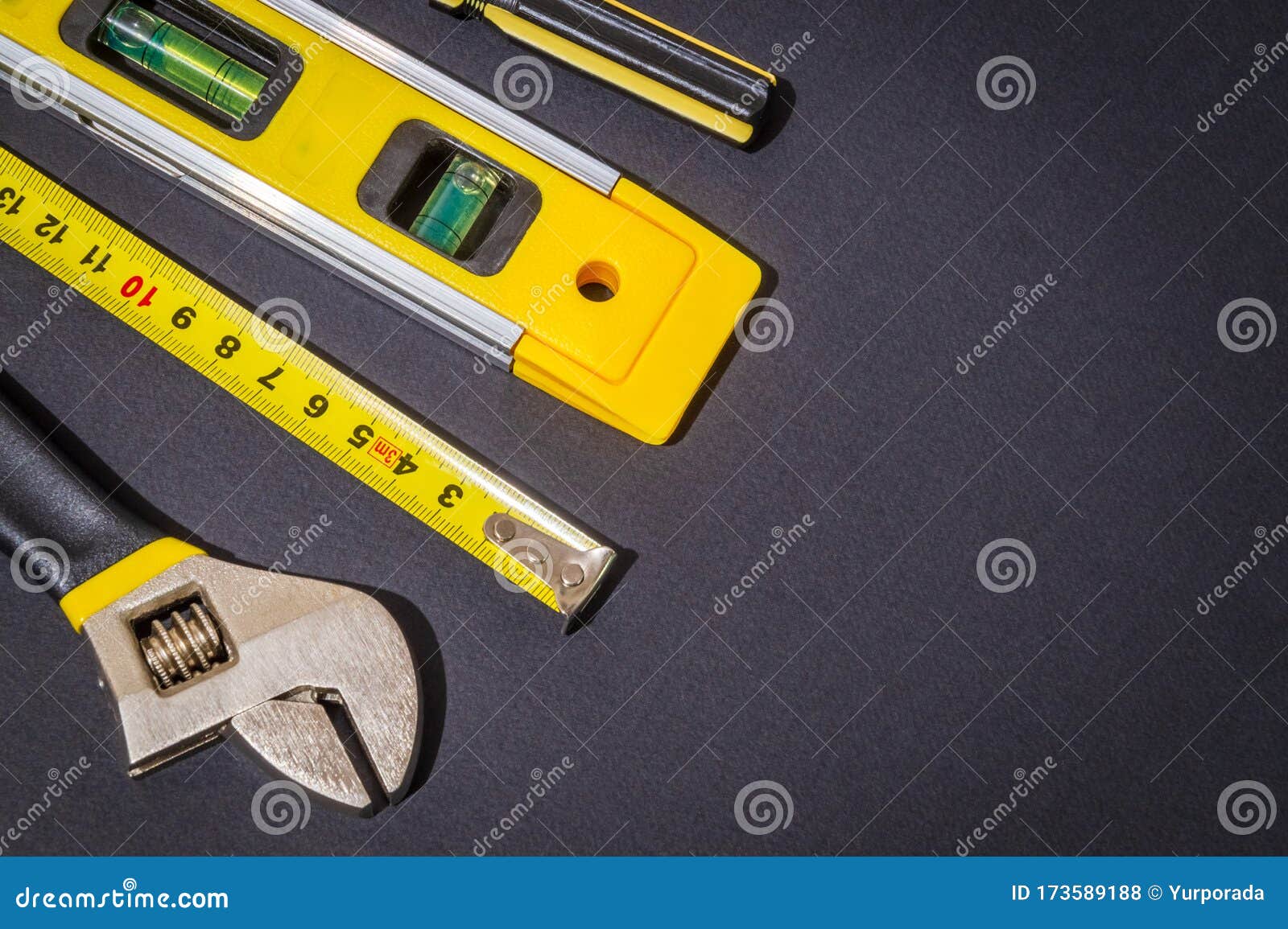 Large Set of Tools on Black Background Prepared by the Master before ...