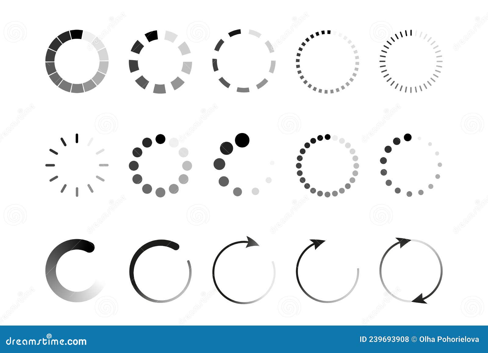 A Large Set of Translucent Loading Icons. Vector Illustration Stock ...