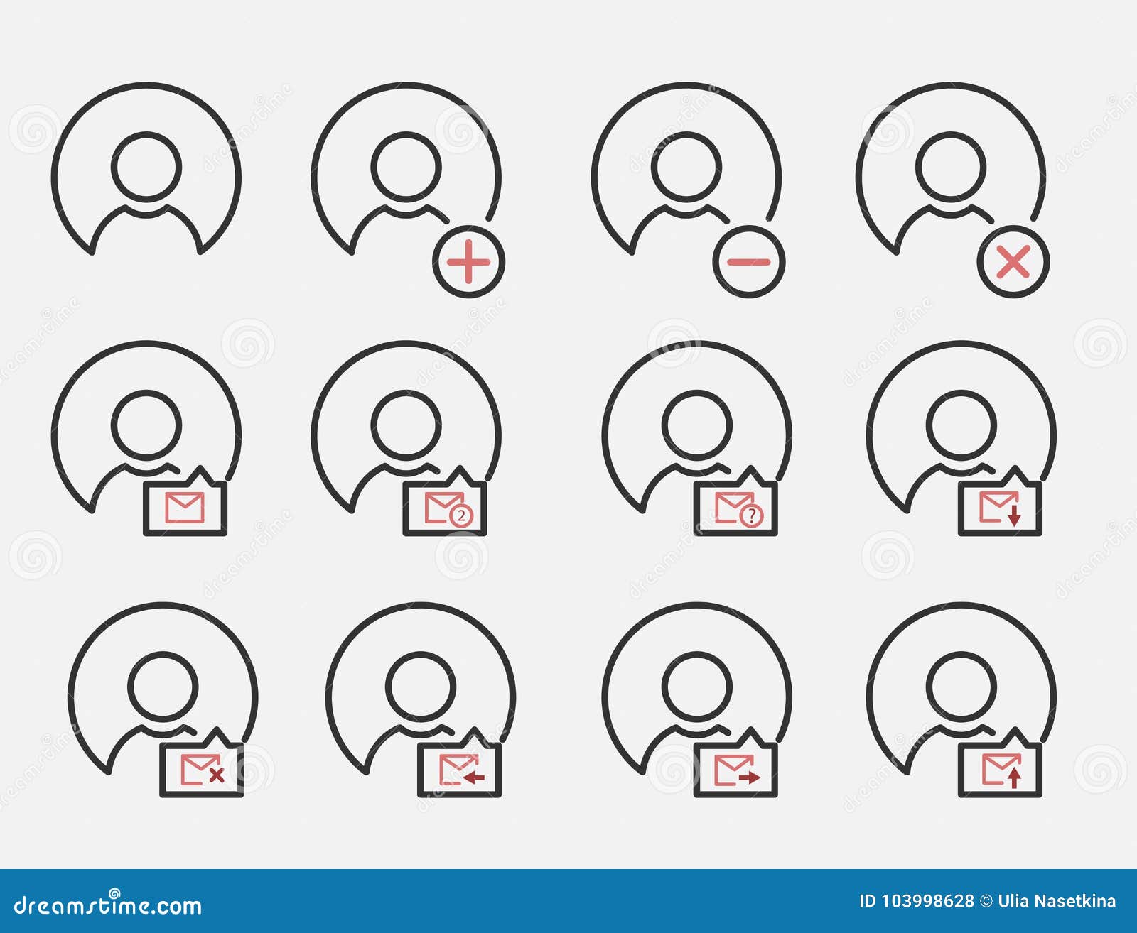 A Large Set of User Icons with Different Markers. Stock Illustration ...