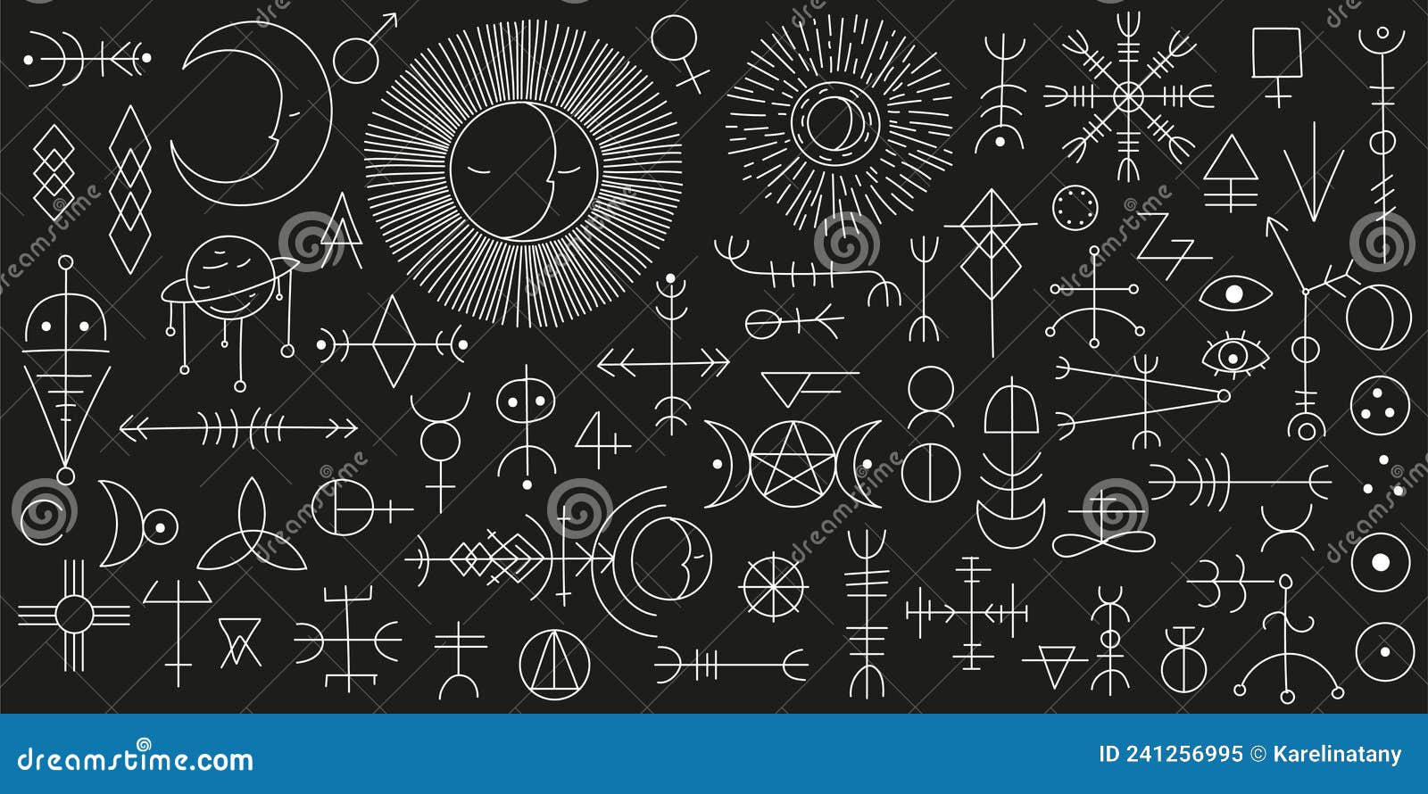 A Large Set of Various Magical Symbols and Signs. Esoteric Elements ...