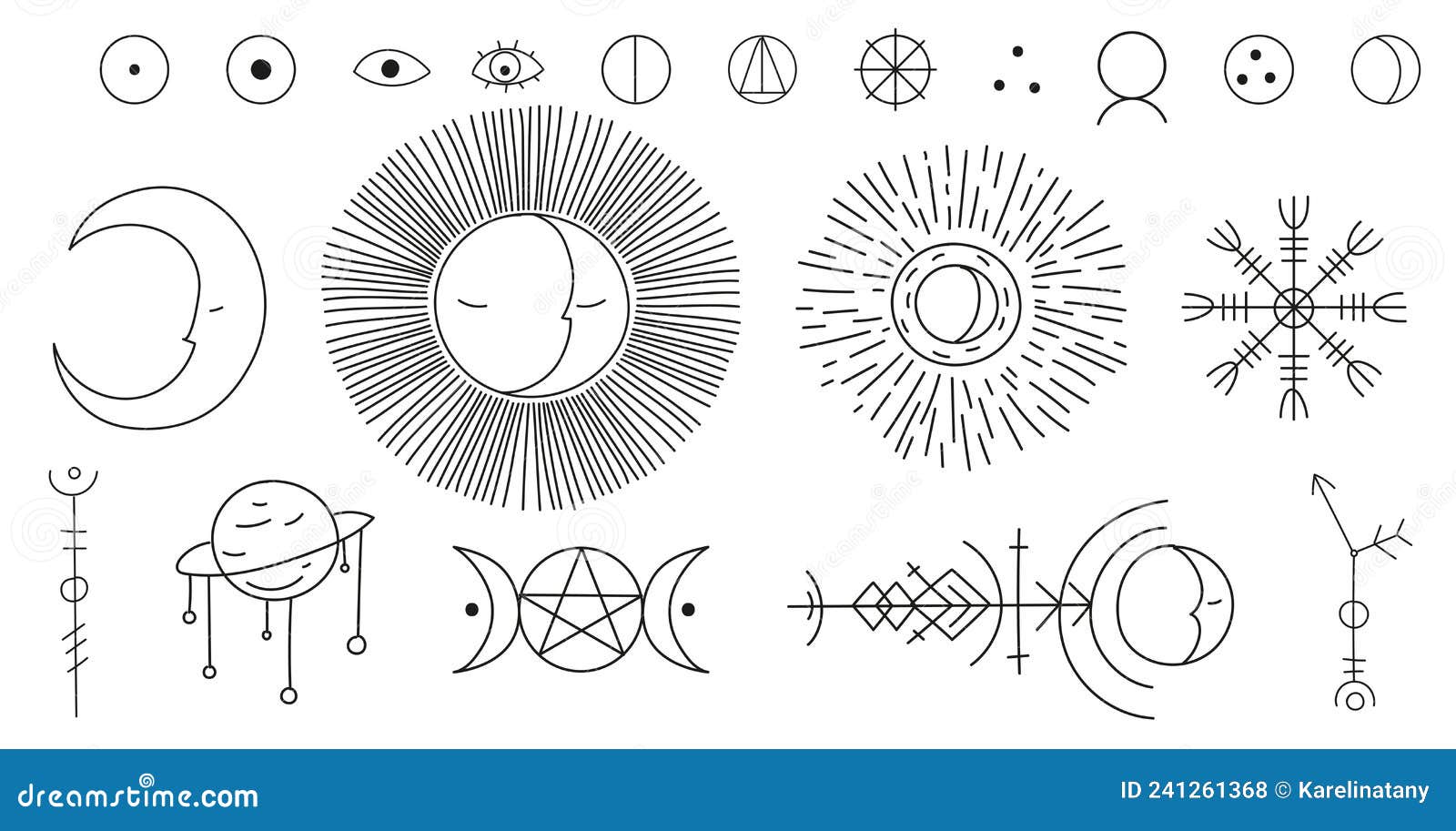 A Large Set of Various Magical Symbols and Signs. Esoteric Elements ...