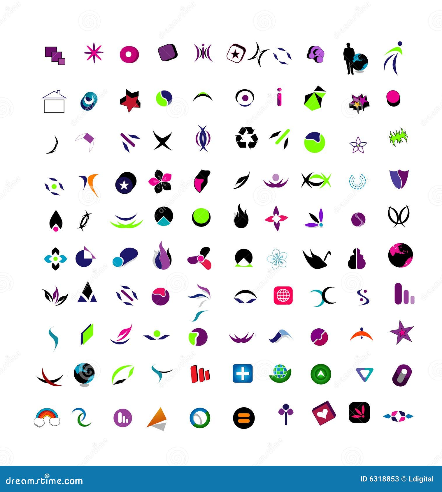 A Large Set of Vector Logos Illusrtration Stock Vector - Illustration ...