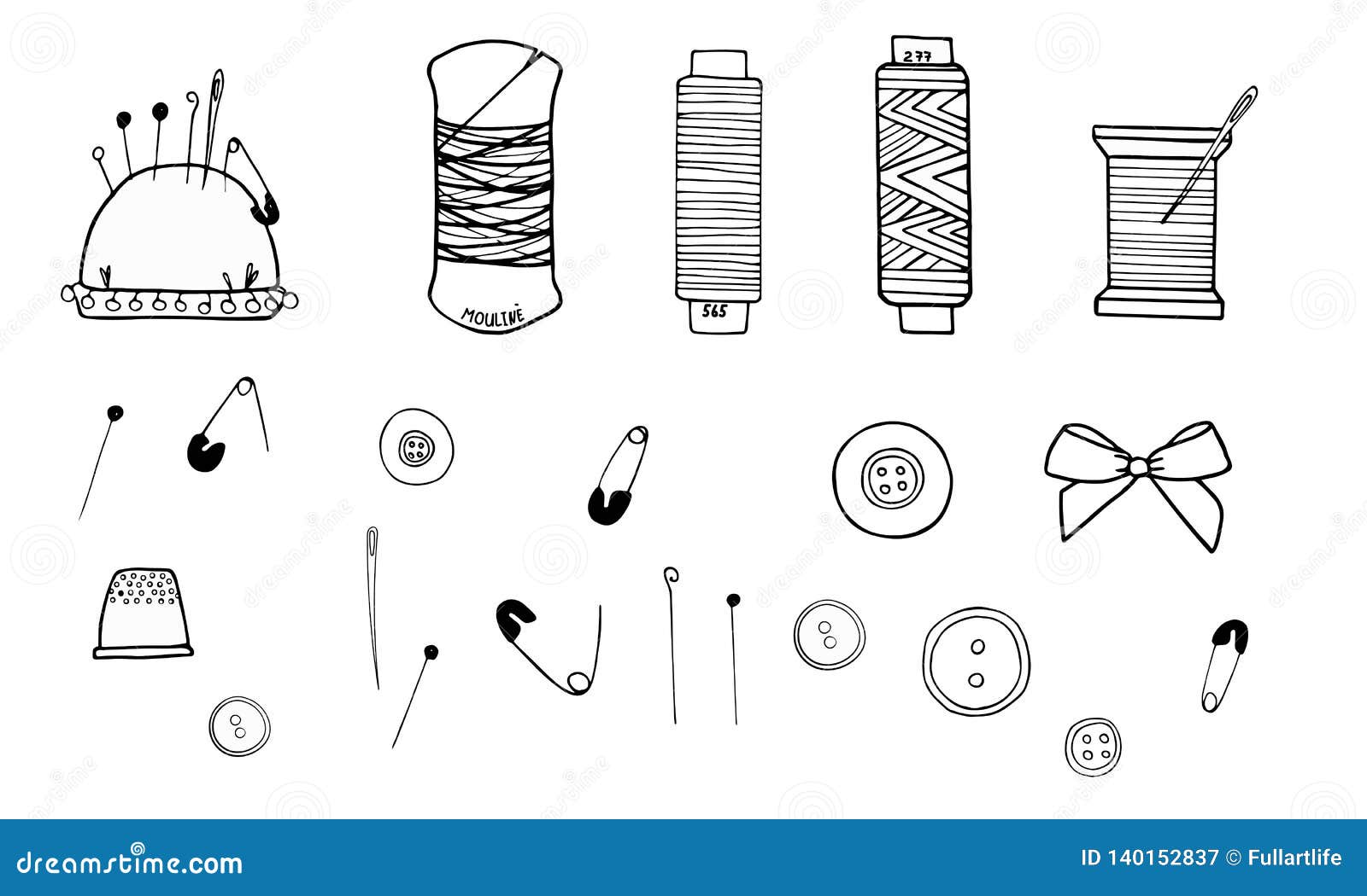 Large Set of Sewing Supplies Made of Cissors, Threads, Needles, Needle ...