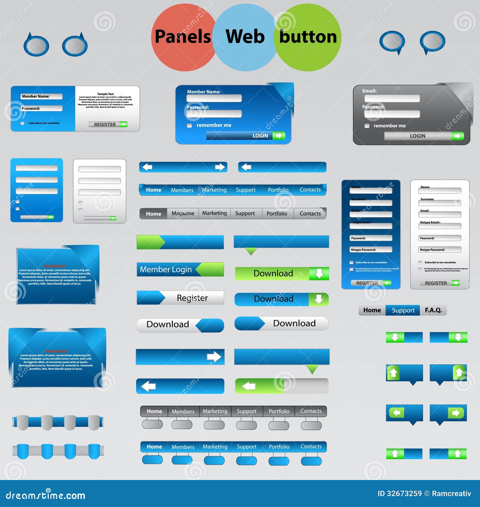 Large Set Of Web Panels, Buttons For Your Ideas. Royalty Free Stock ...