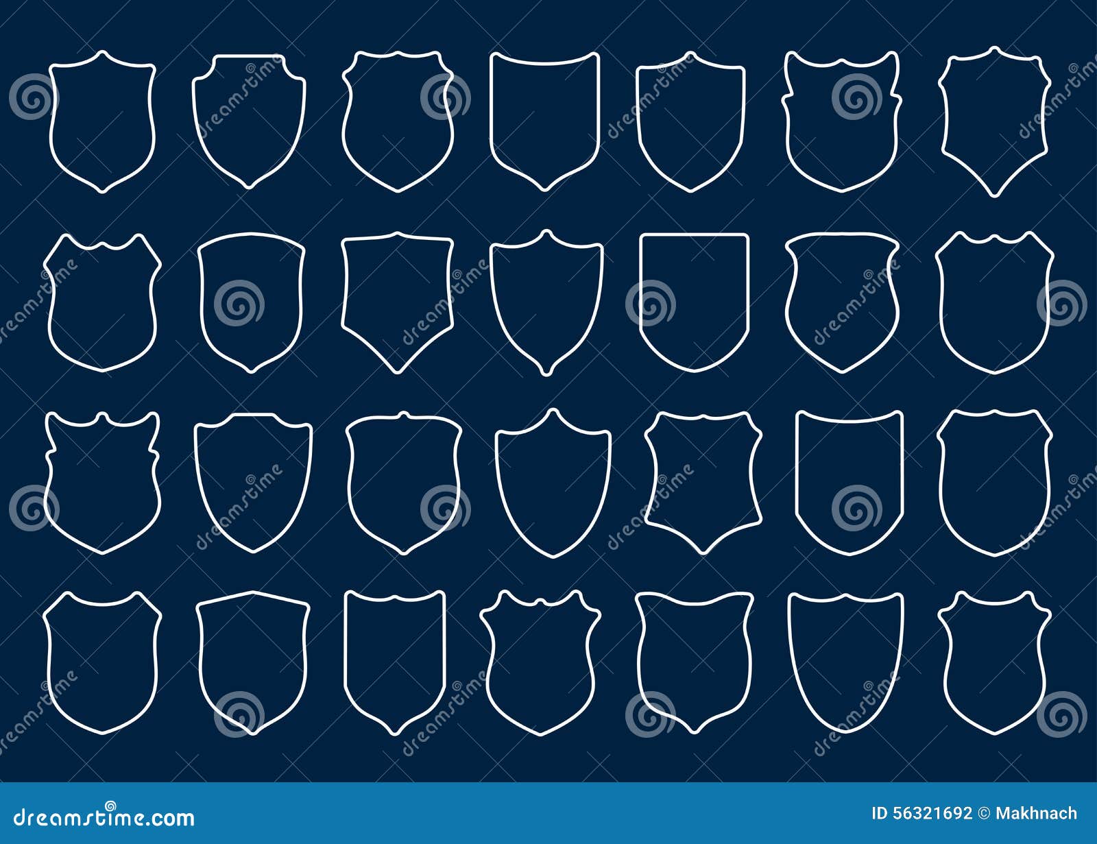 Large Set of White Shields on Blue Background Stock Vector ...