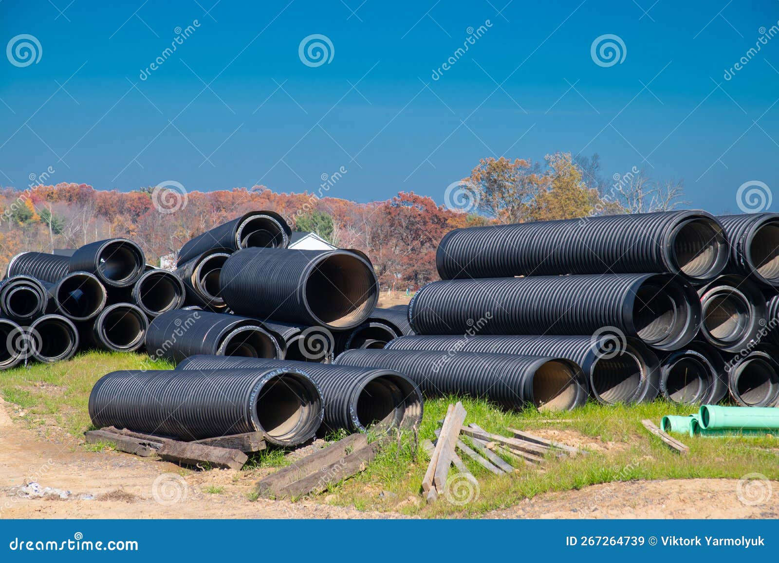 Large Sewer Pipes Plastic Tubestreet System Canalization Stock Image ...
