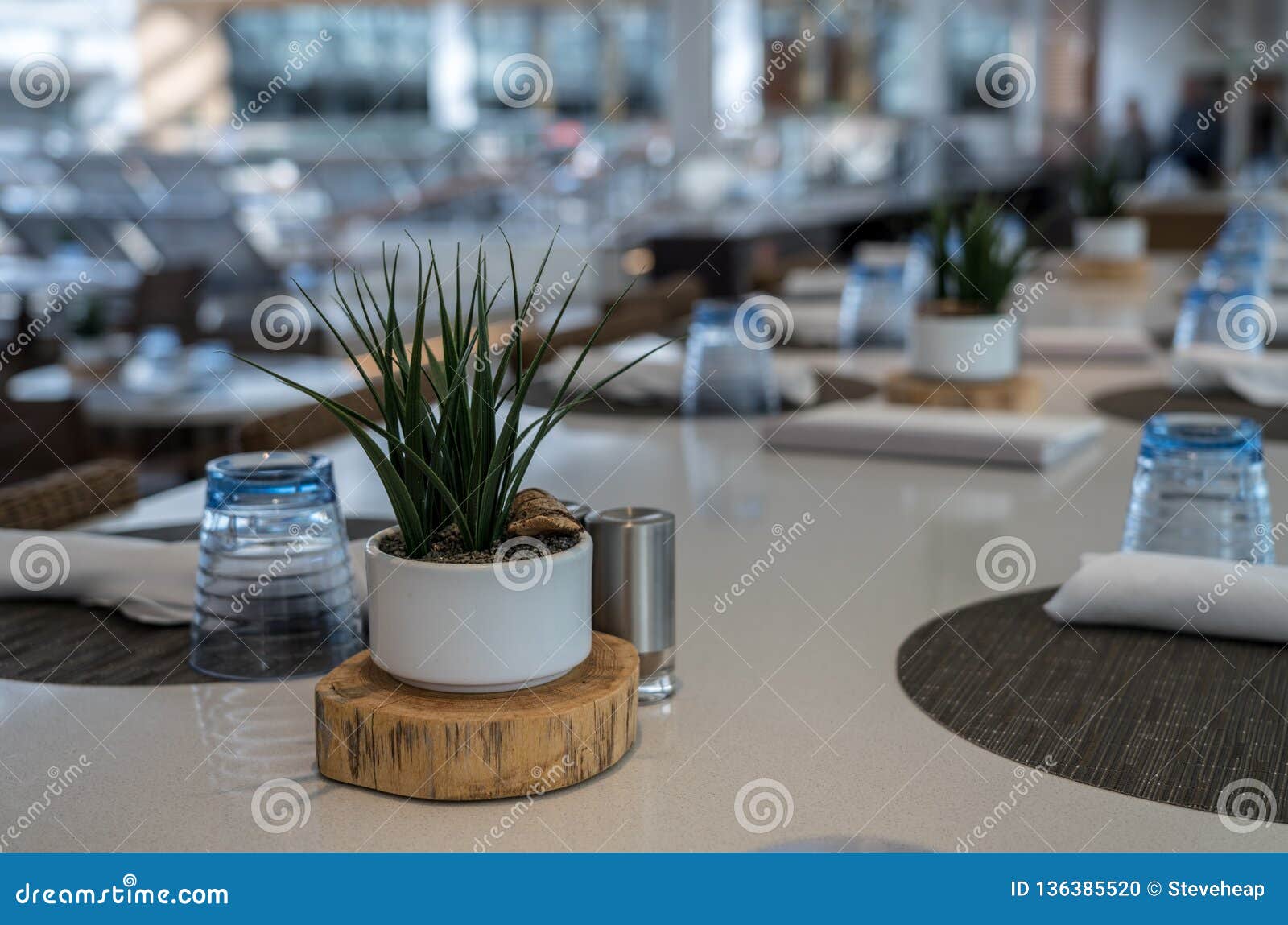 Large Shared Table in Restaurant or Cafe Stock Photo - Image of space ...
