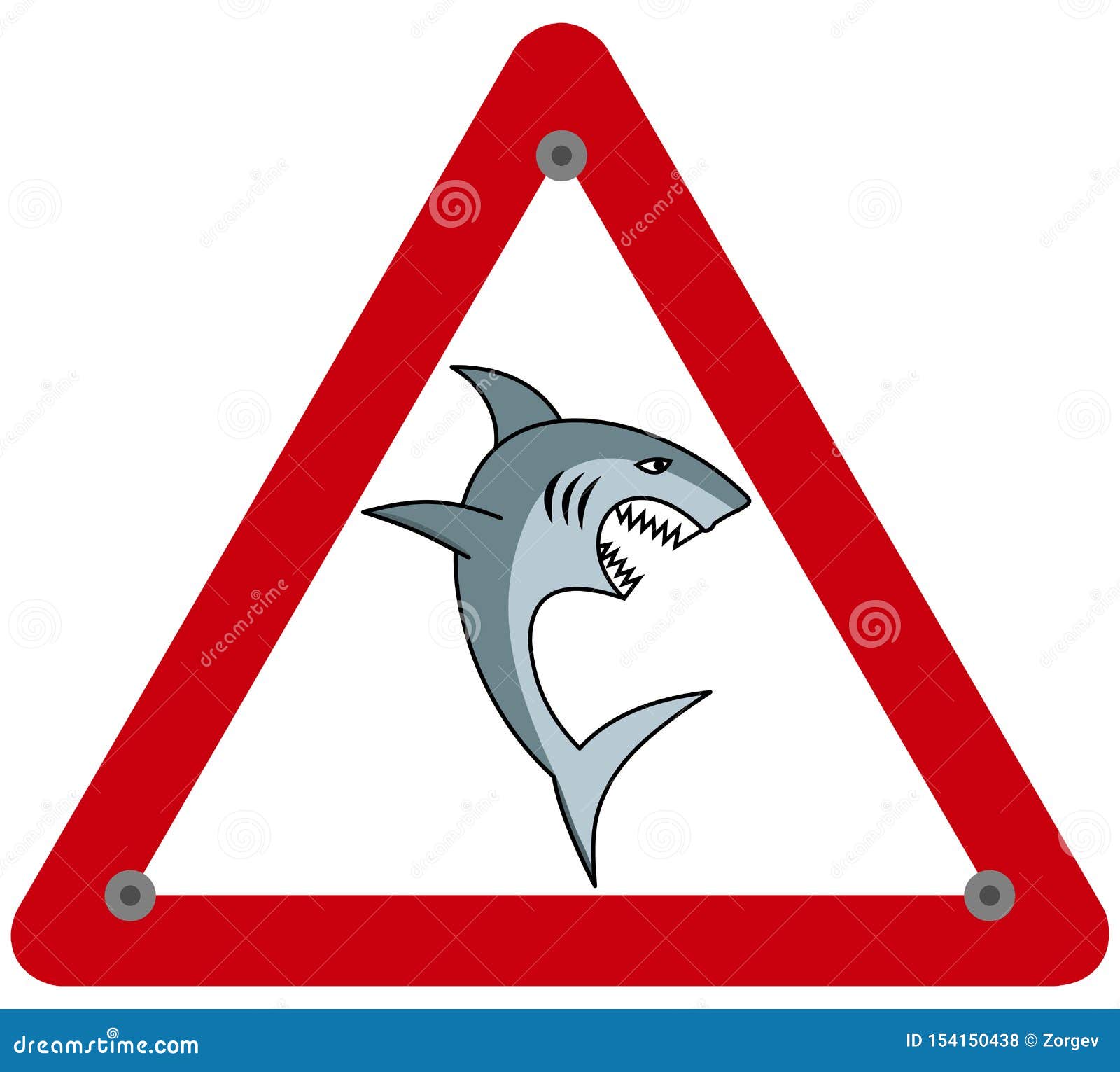 A Large Shark with an Open Jaw and Sharp Teeth in a Danger Sign Stock ...