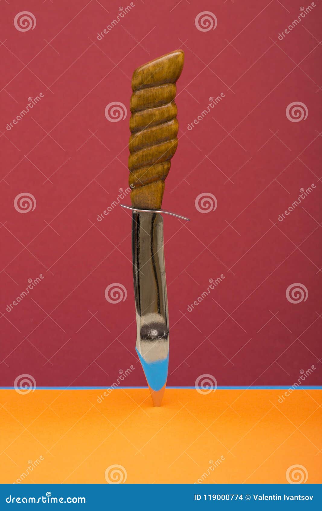Large Sharp Knife on a Colored Background Stock Photo - Image of iron ...