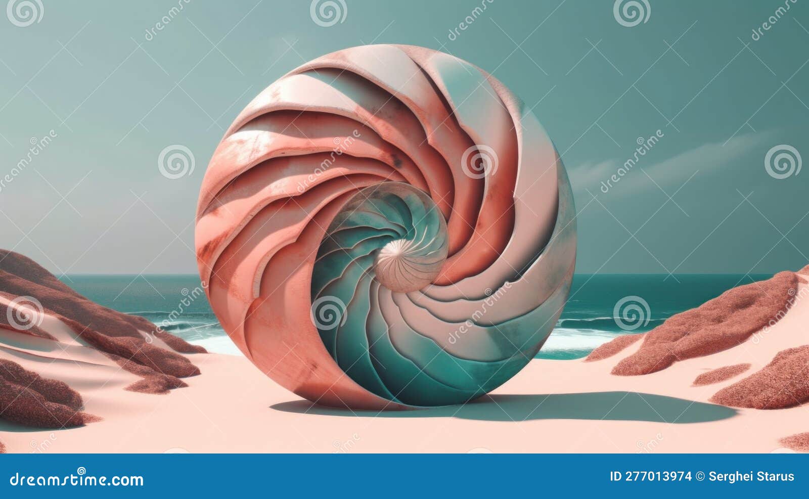 A Large Shell Sitting on Top of a Sandy Beach. AI Generative Image ...