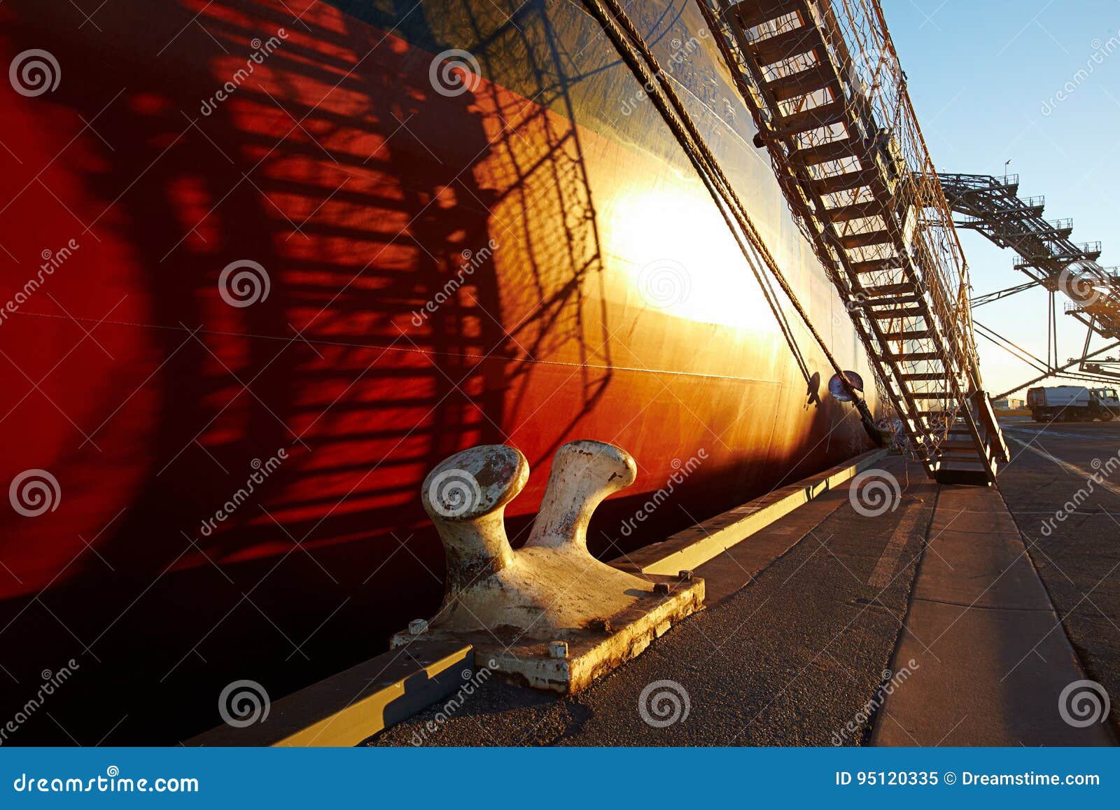 Large ship in dock stock image. Image of transport, orange - 95120335
