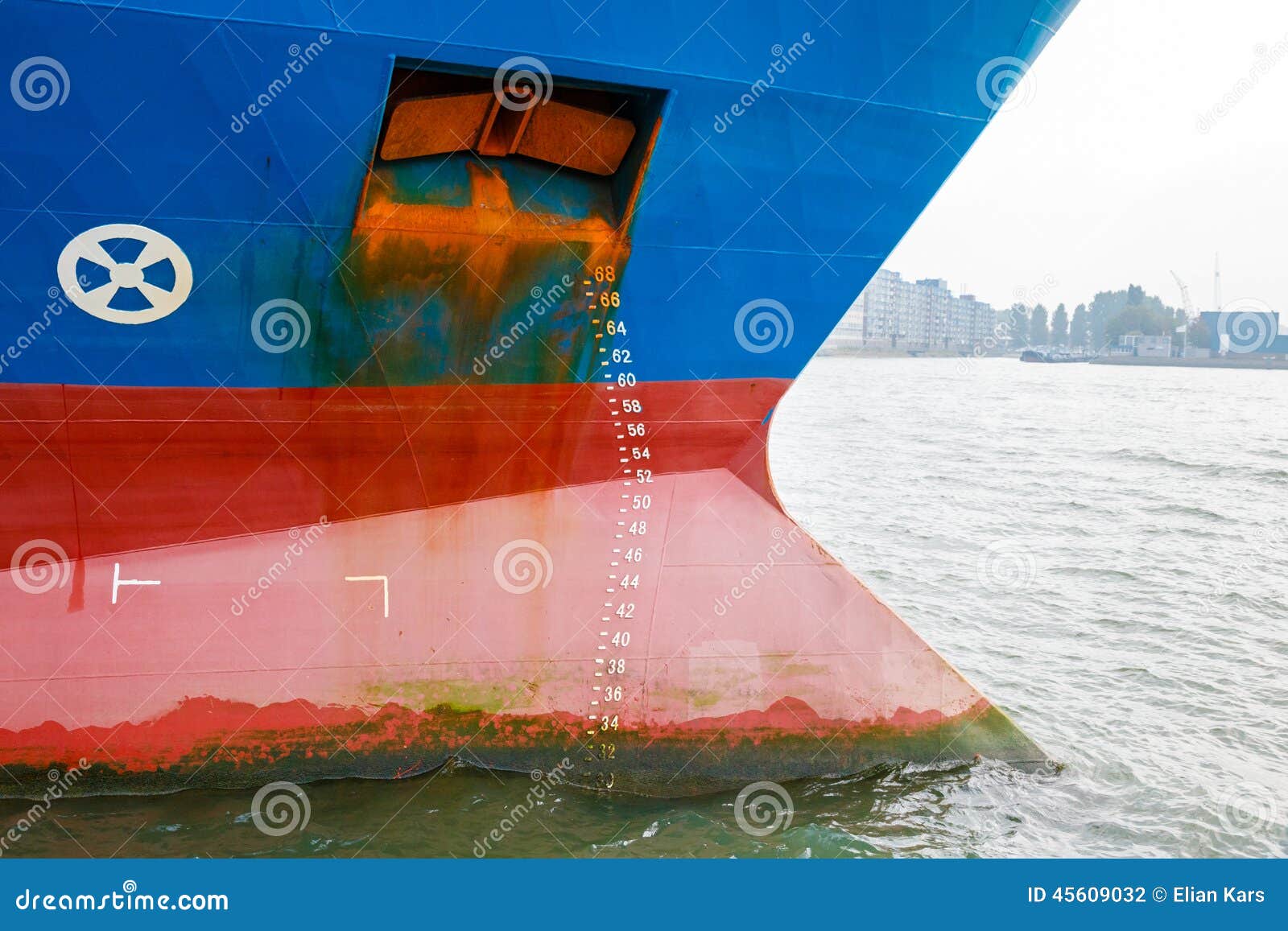 Large Ship with Draft Scale Stock Photo - Image of blue, rust: 45609032