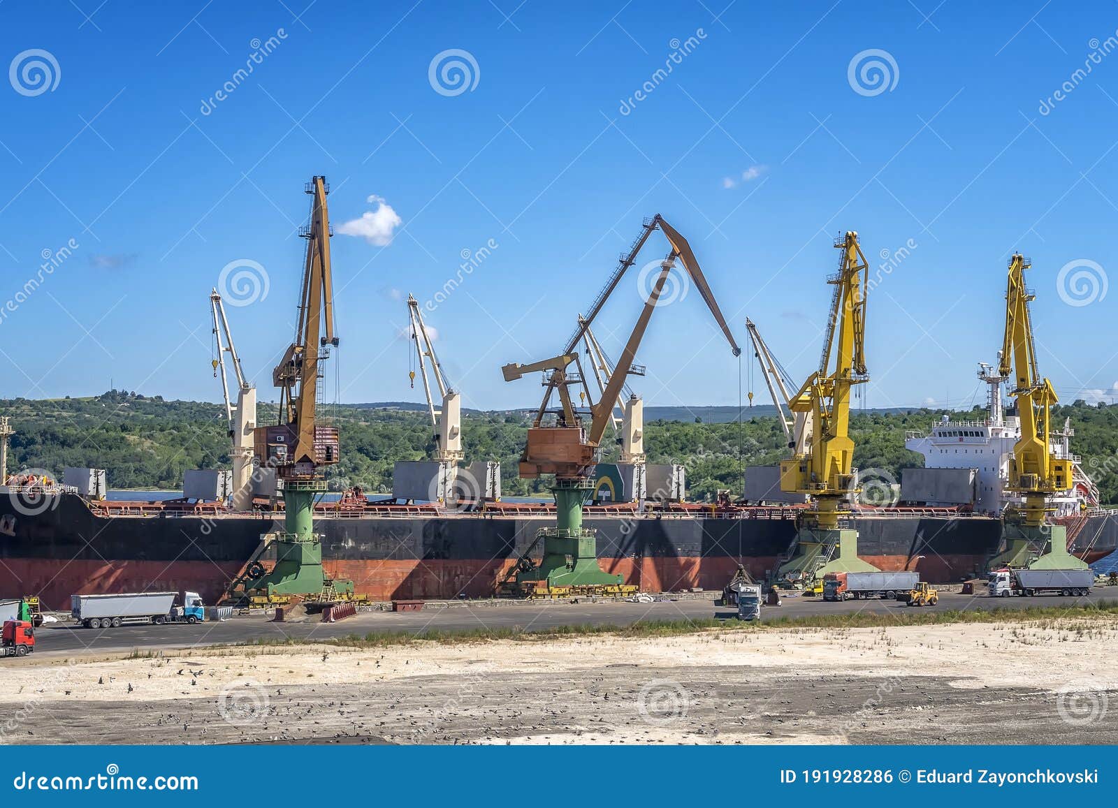 A Large Ship Loading Grain for Export. Stock Photo - Image of corn ...