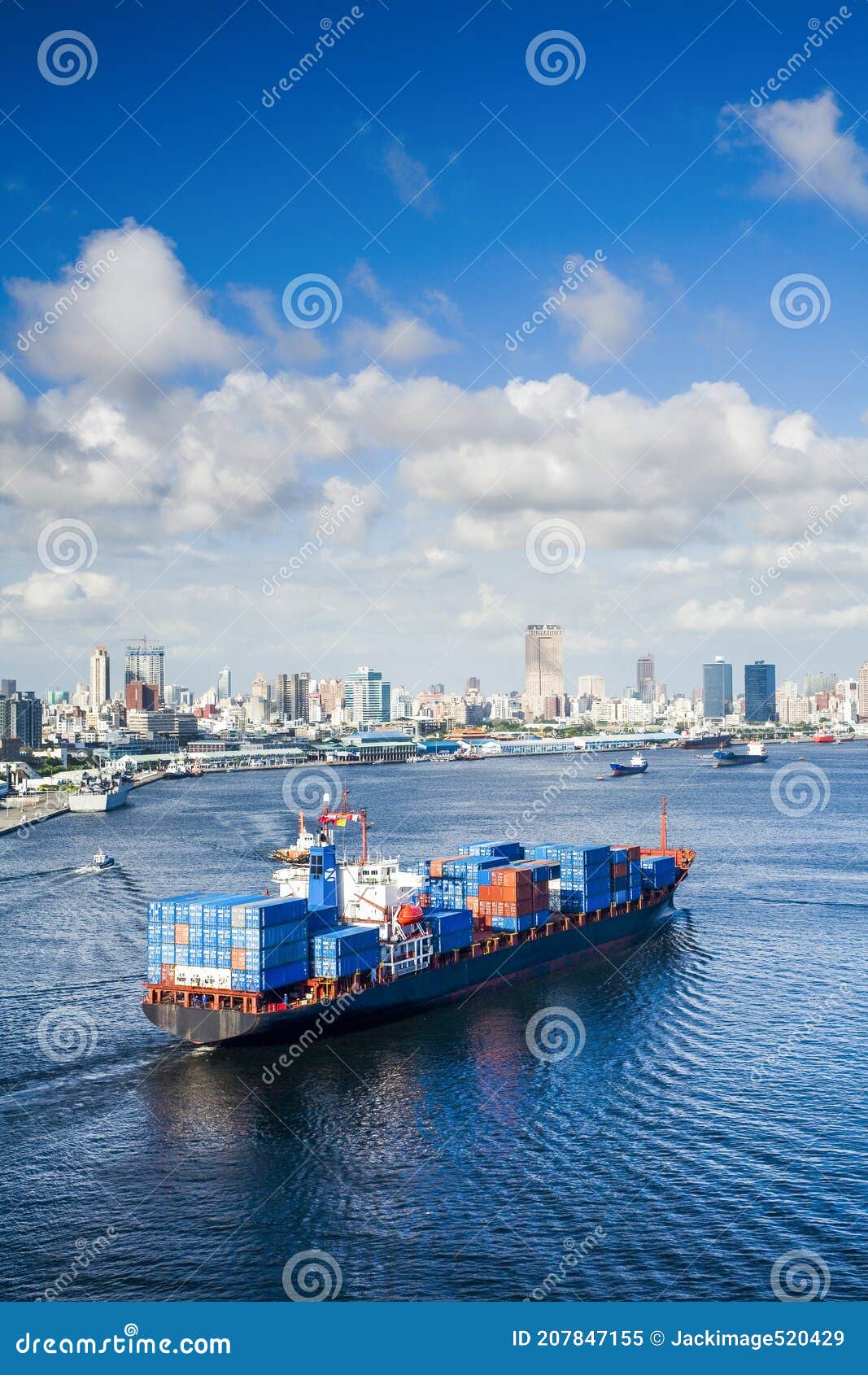 The Container Ship into the Port of Kaohsiung, Taiwan. Editorial Image ...