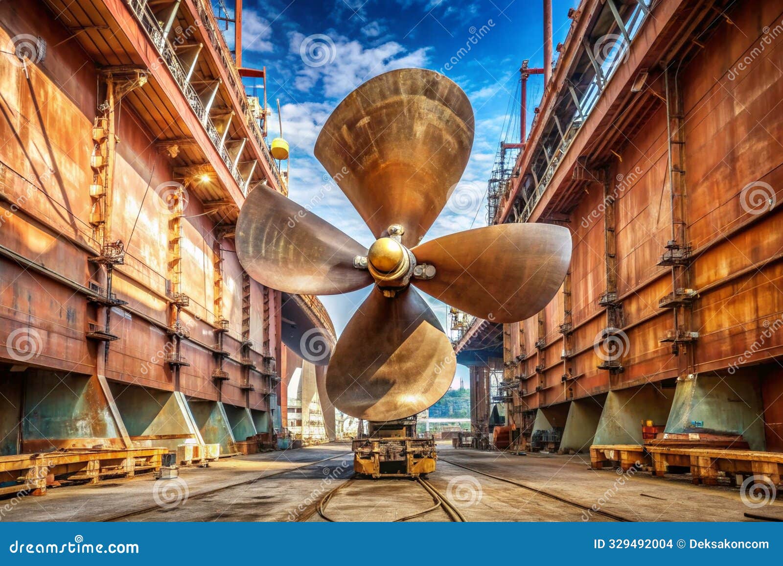Large Ship Propeller in a Dry Dock at a Shipyard AI Generative Stock ...