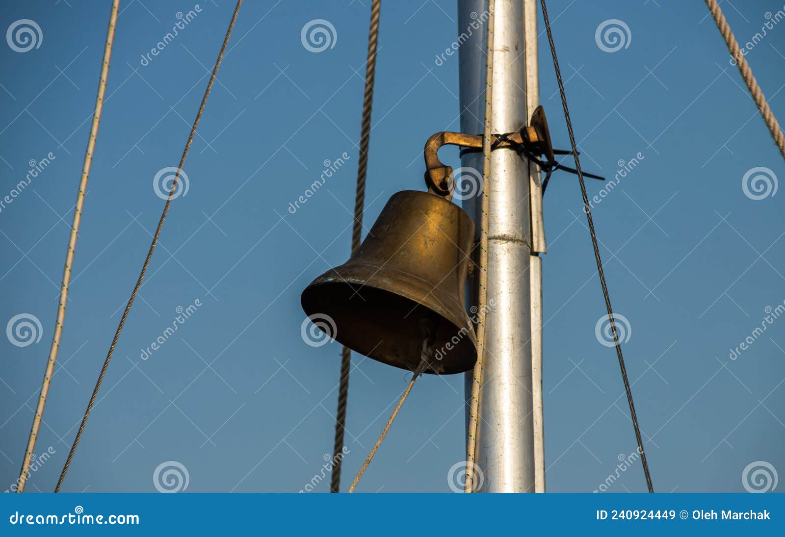 Large Ship S Bell with Large Clapper on a Cruise Ship at Blue Sky Stock ...