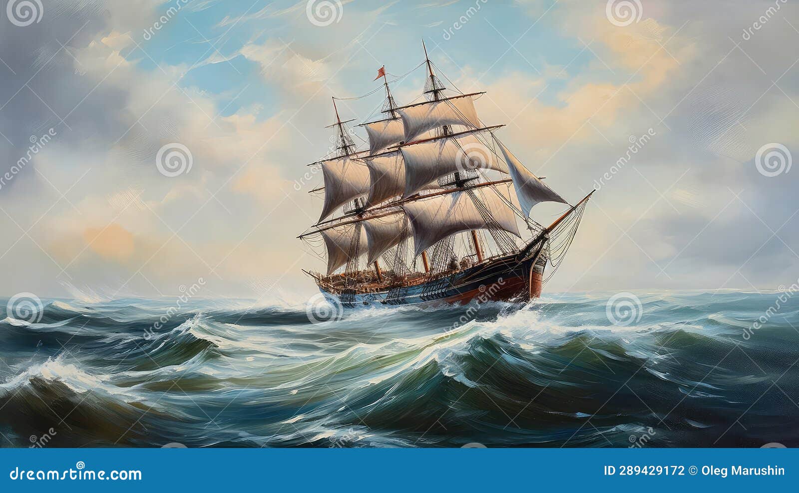 Large Ship Sailing the Ocean, Ivan Aivazovsky Style. Generative AI ...