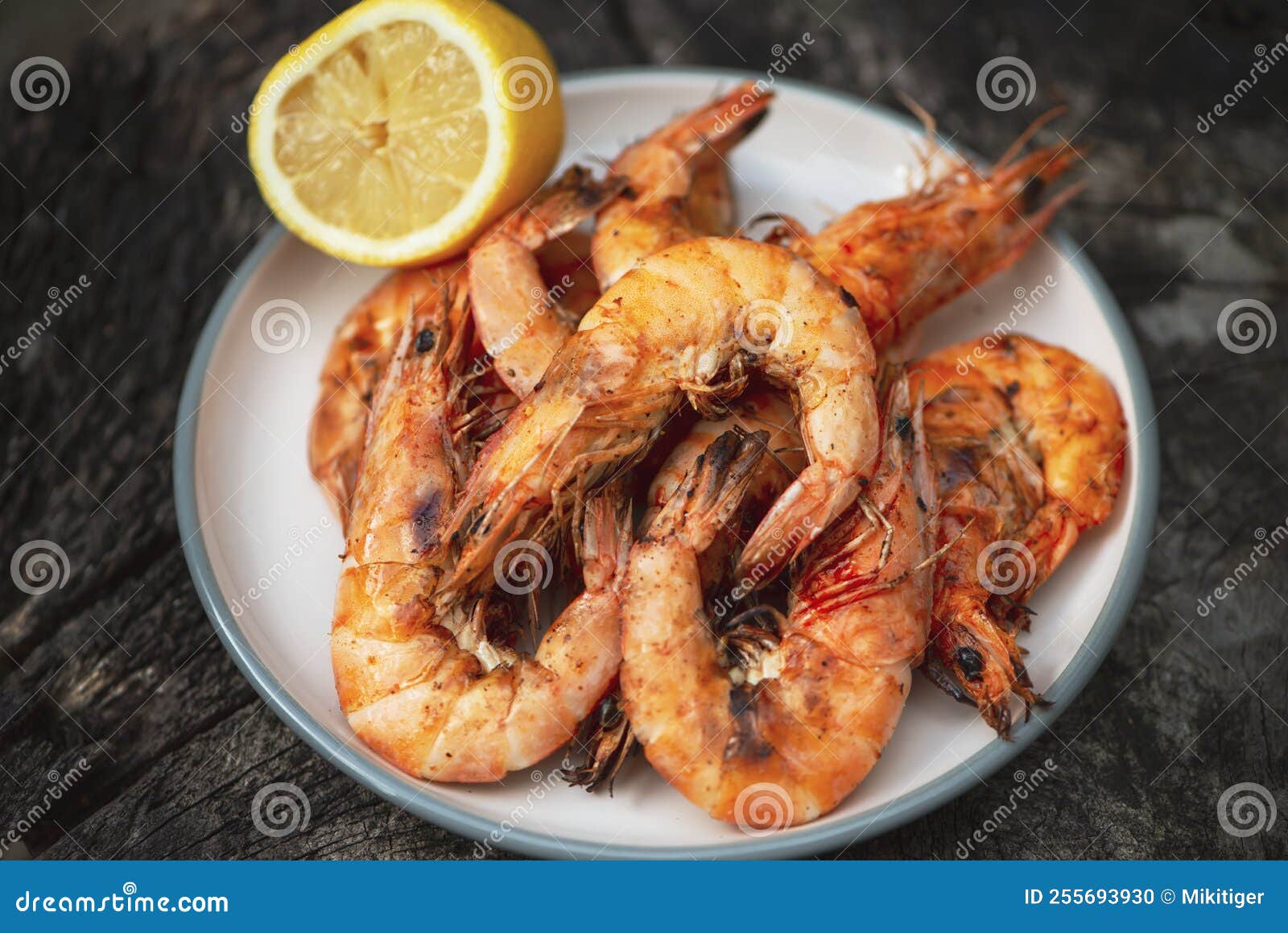 Large shrimp cooked stock photo. Image of background - 255693930