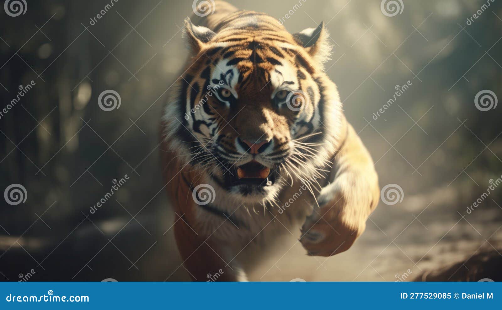 Large Siberian Tiger Running Towards the Camera. Stock Illustration ...