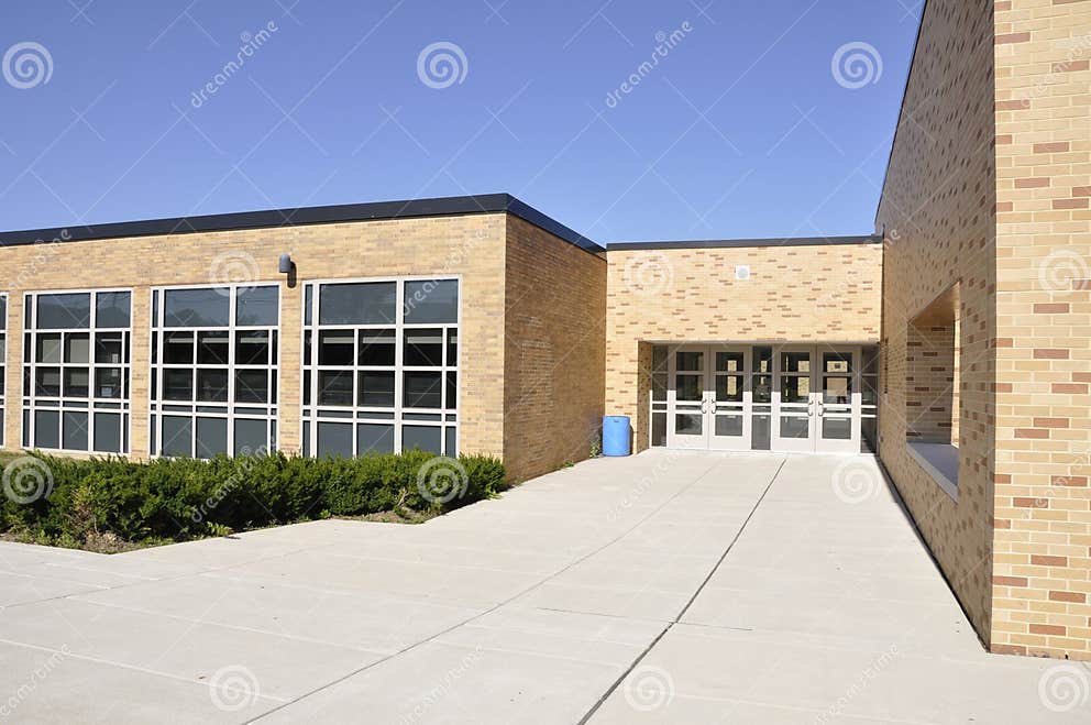 Large Sidewalk by School Building Stock Image - Image of building ...