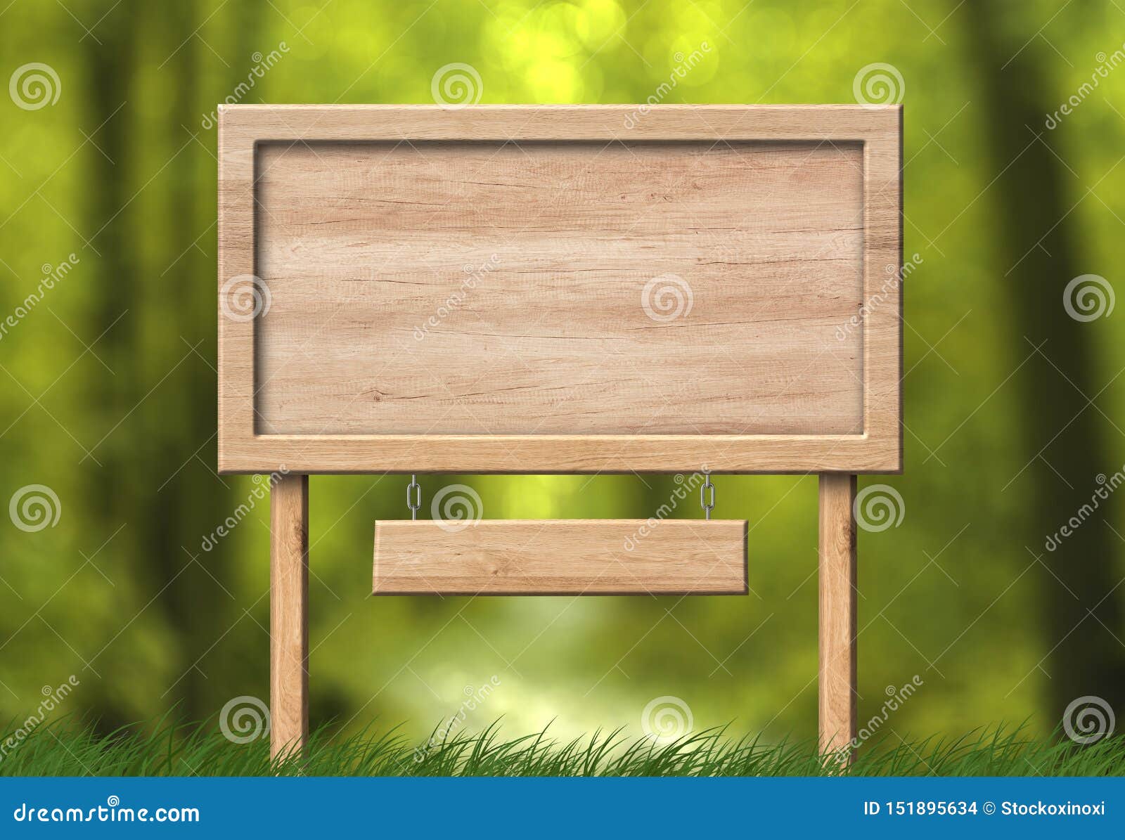 Large Signboard with Wood Frame and Forest Background Stock Photo ...