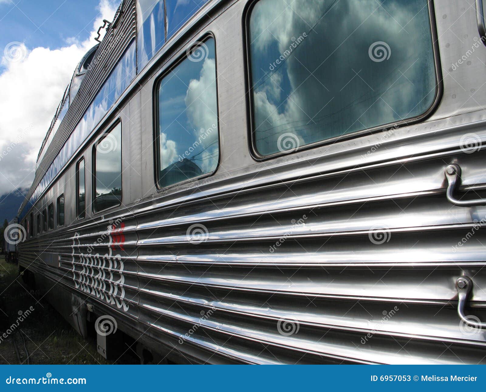 A Large Silver Passenger Train Stock Image - Image of destination ...