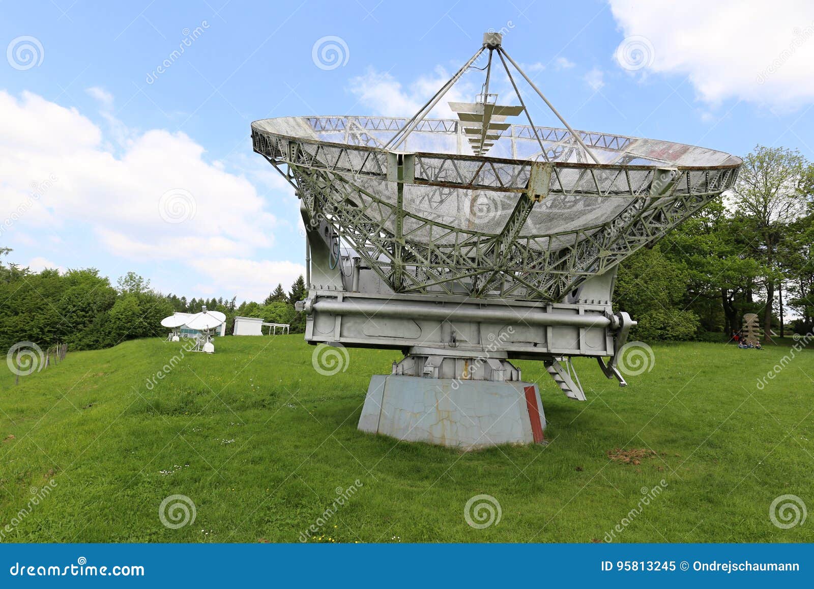 Large Silver Radio Telescope Antenna with Two Smaller Antenna Array ...