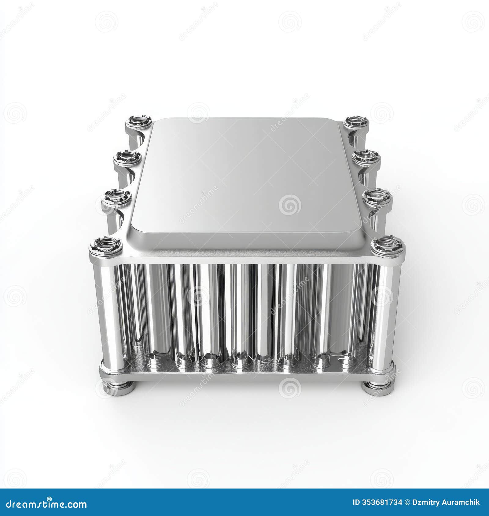A Large, Silver, Rectangular Heat Exchanger, Equipped with Fins and ...