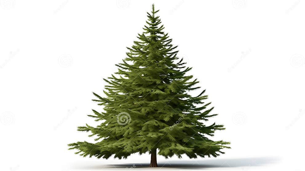Large Single Fir Tree Isolated on White Background Stock Illustration ...