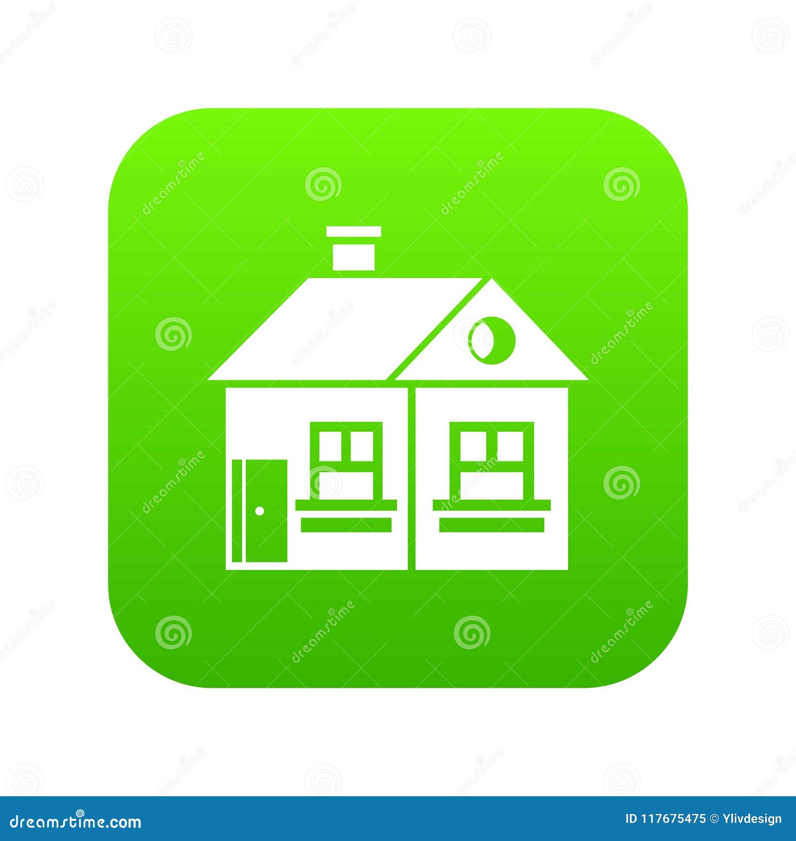 Large Single-storey House Icon Digital Red Vector Illustration ...