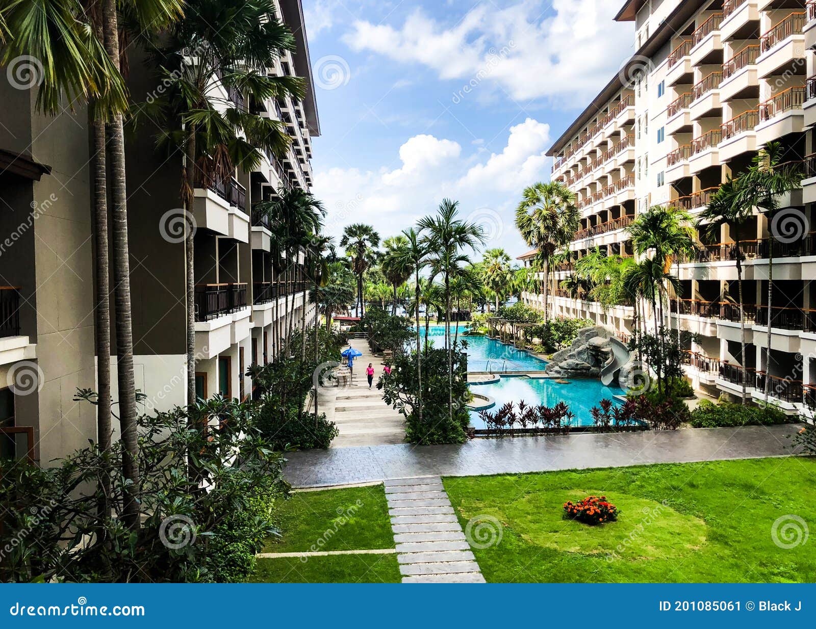 A Large Size Swimming Pool among High Rise Buildings Stock Image ...