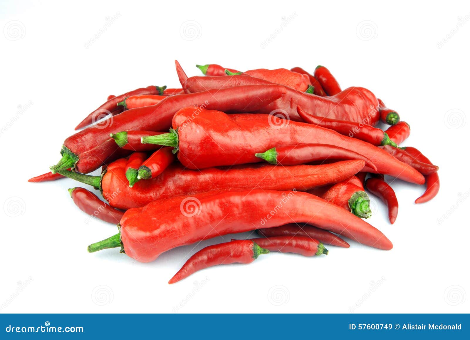 Large and Small Chilli Peppers on White Background Stock Image - Image ...