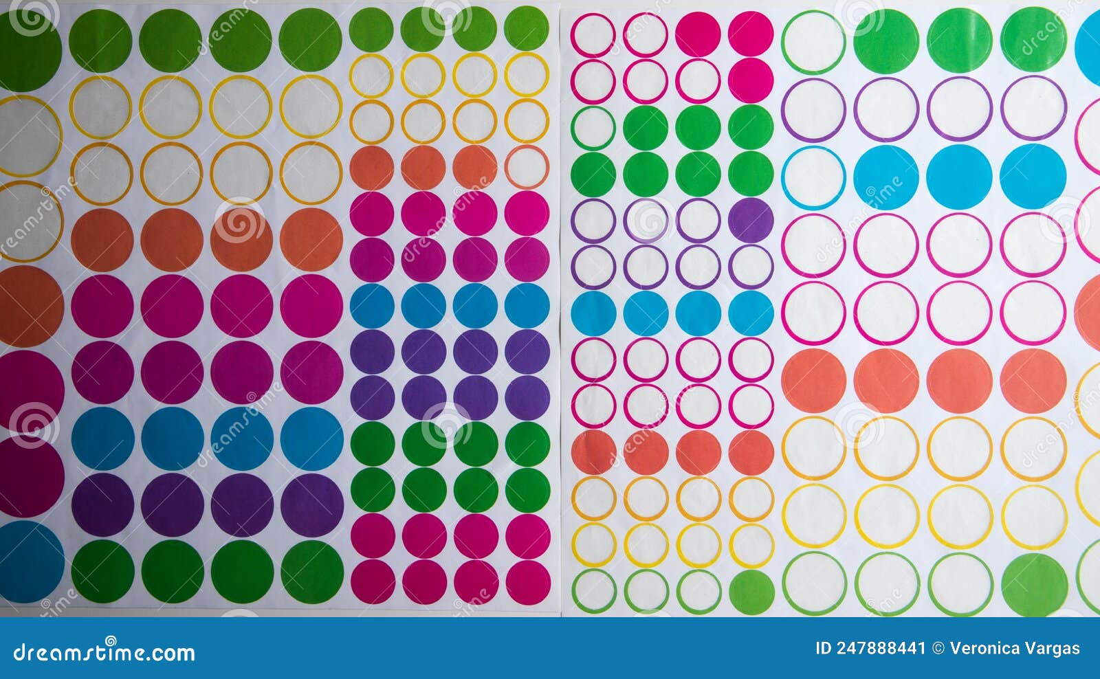 Large and Small Colored Stickers Stock Image - Image of page, scattered ...