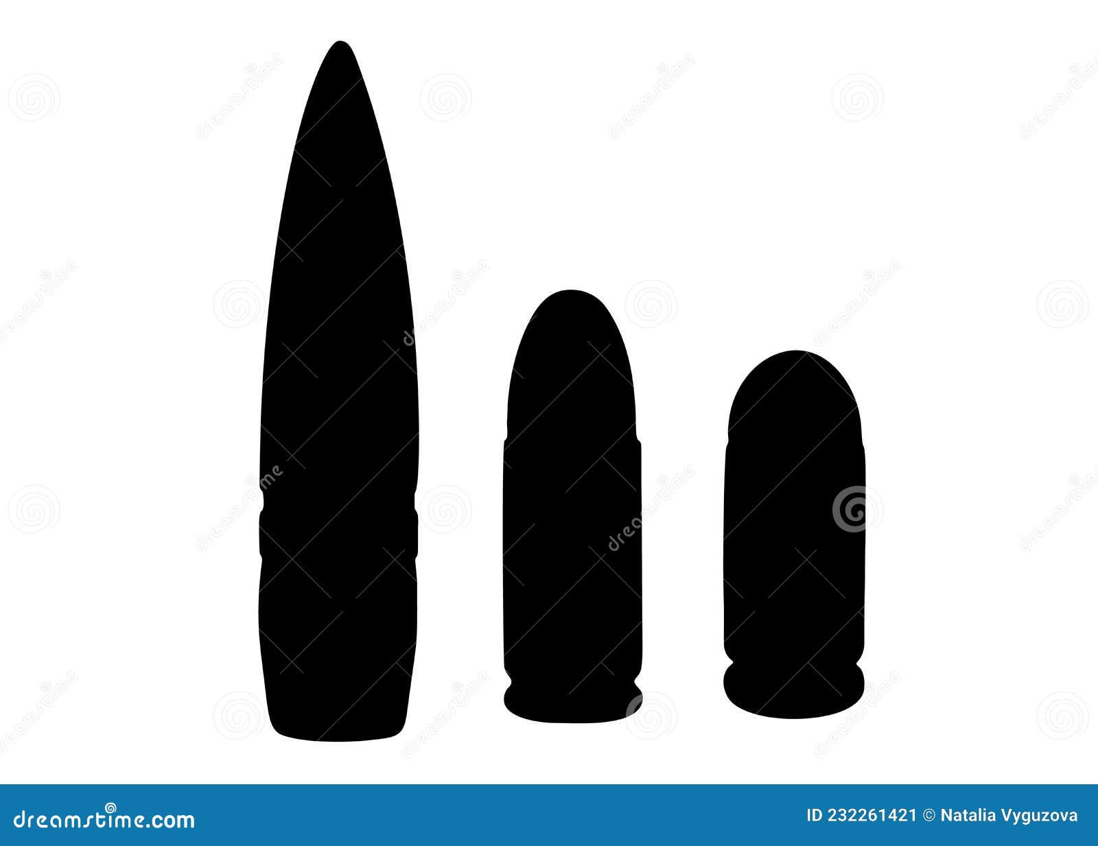 Large and Small Combat Bullets. Stock Vector - Illustration of pistol ...