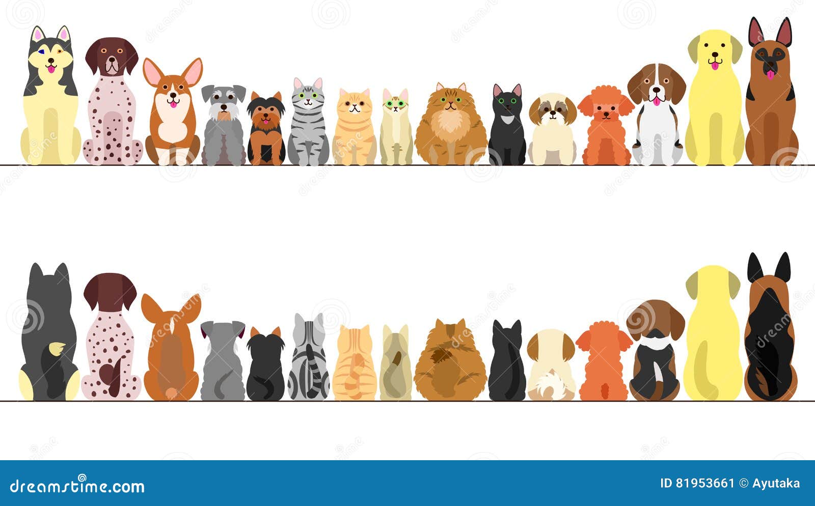 Large and Small Dogs and Cats Banner Set Stock Vector - Illustration of ...