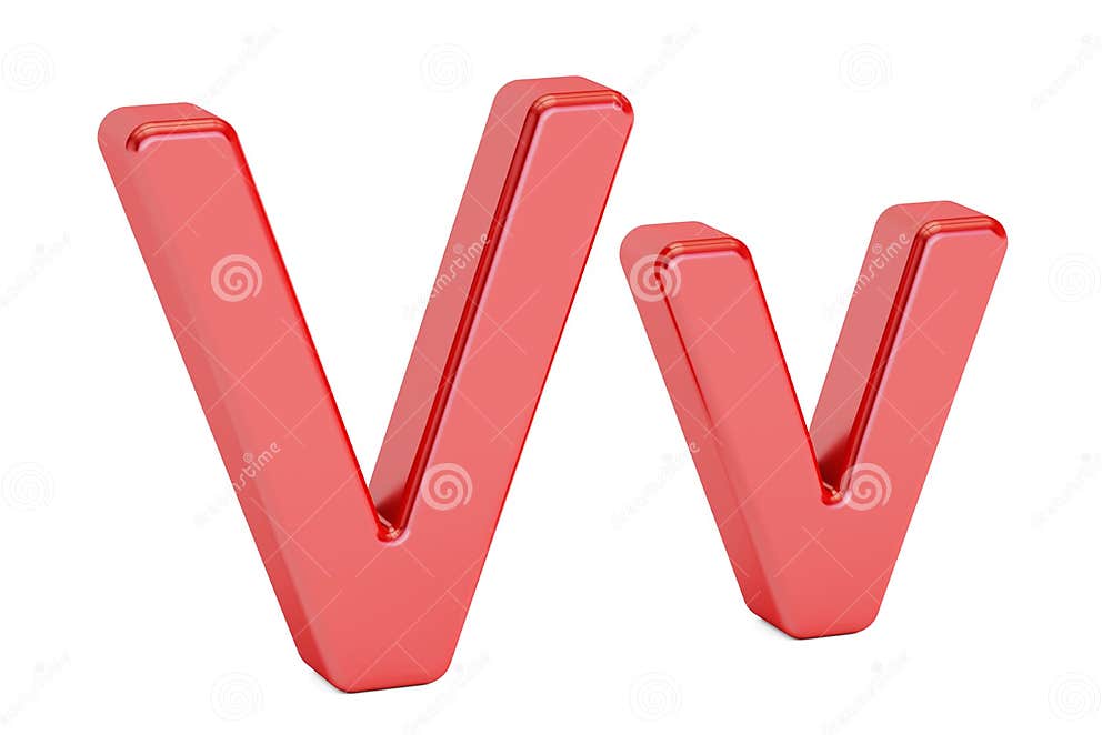 Large and Small Red Letter V, 3D Rendering Stock Illustration ...