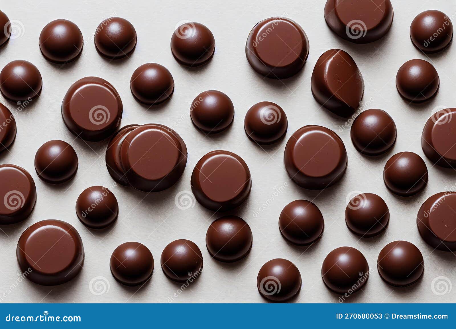 Large and Small Round Sweets Made of Milk and Dark Chocolate on White ...