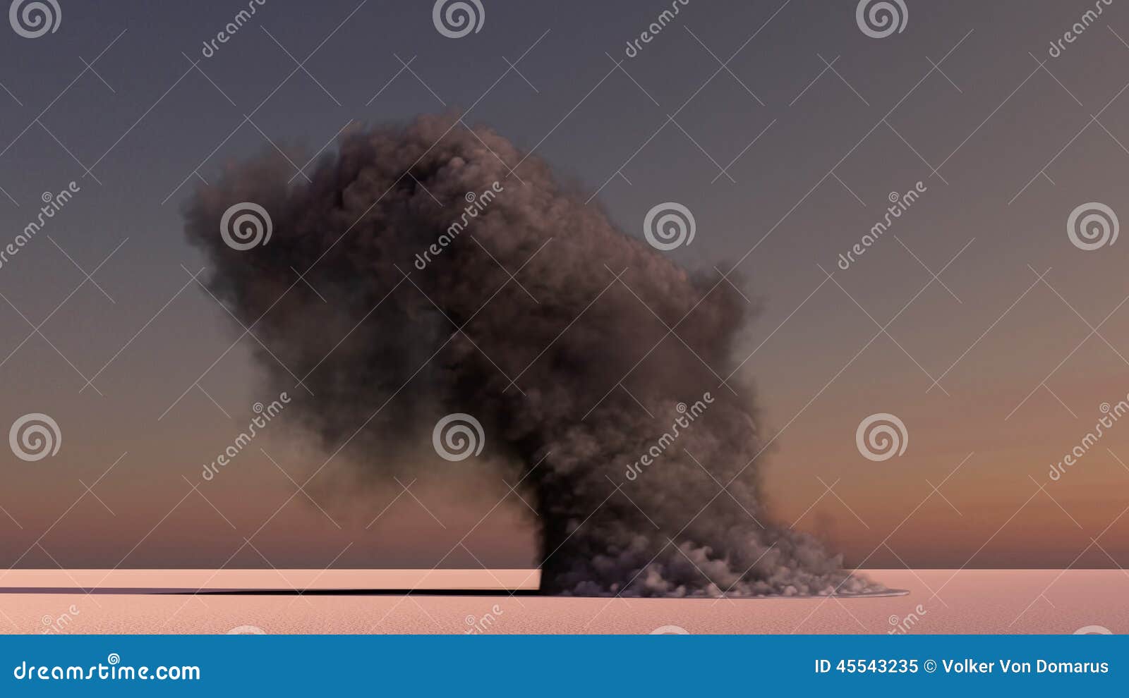 Large smoke in the desert stock illustration. Illustration of krakatau ...