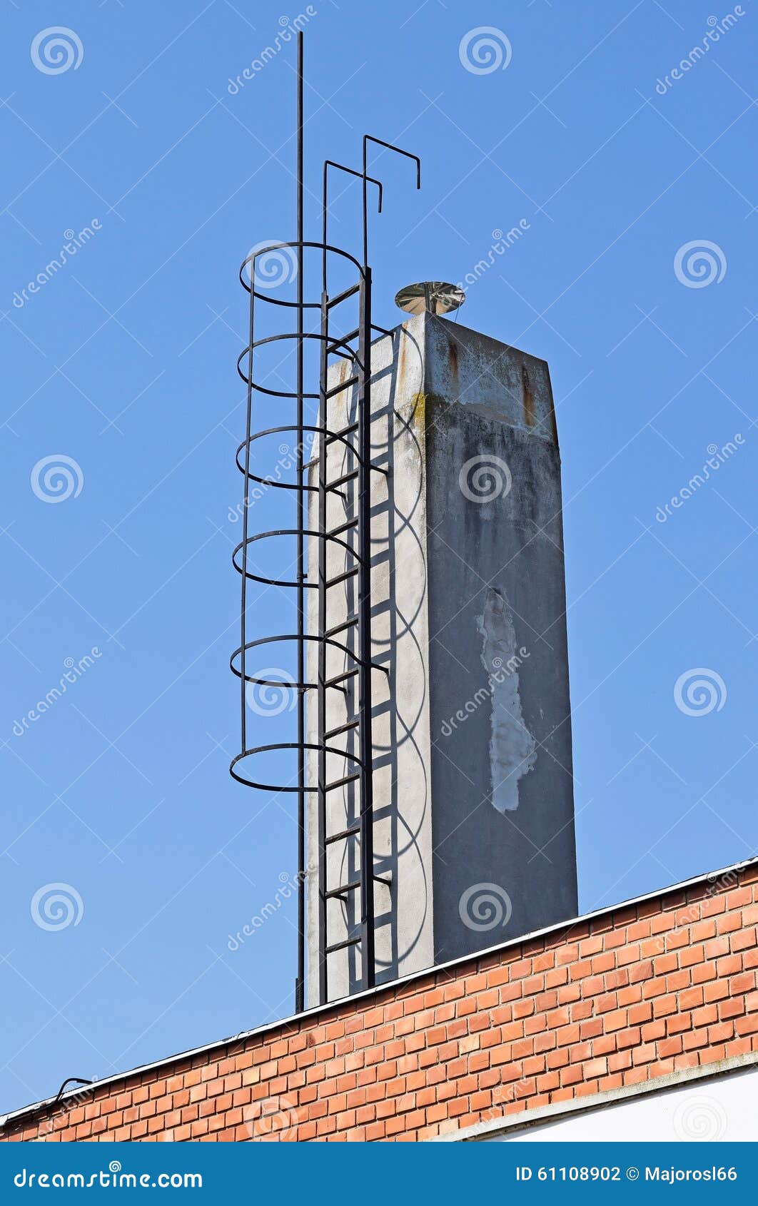 Large Smoke Stack with Ladder Stock Photo - Image of ladder ...